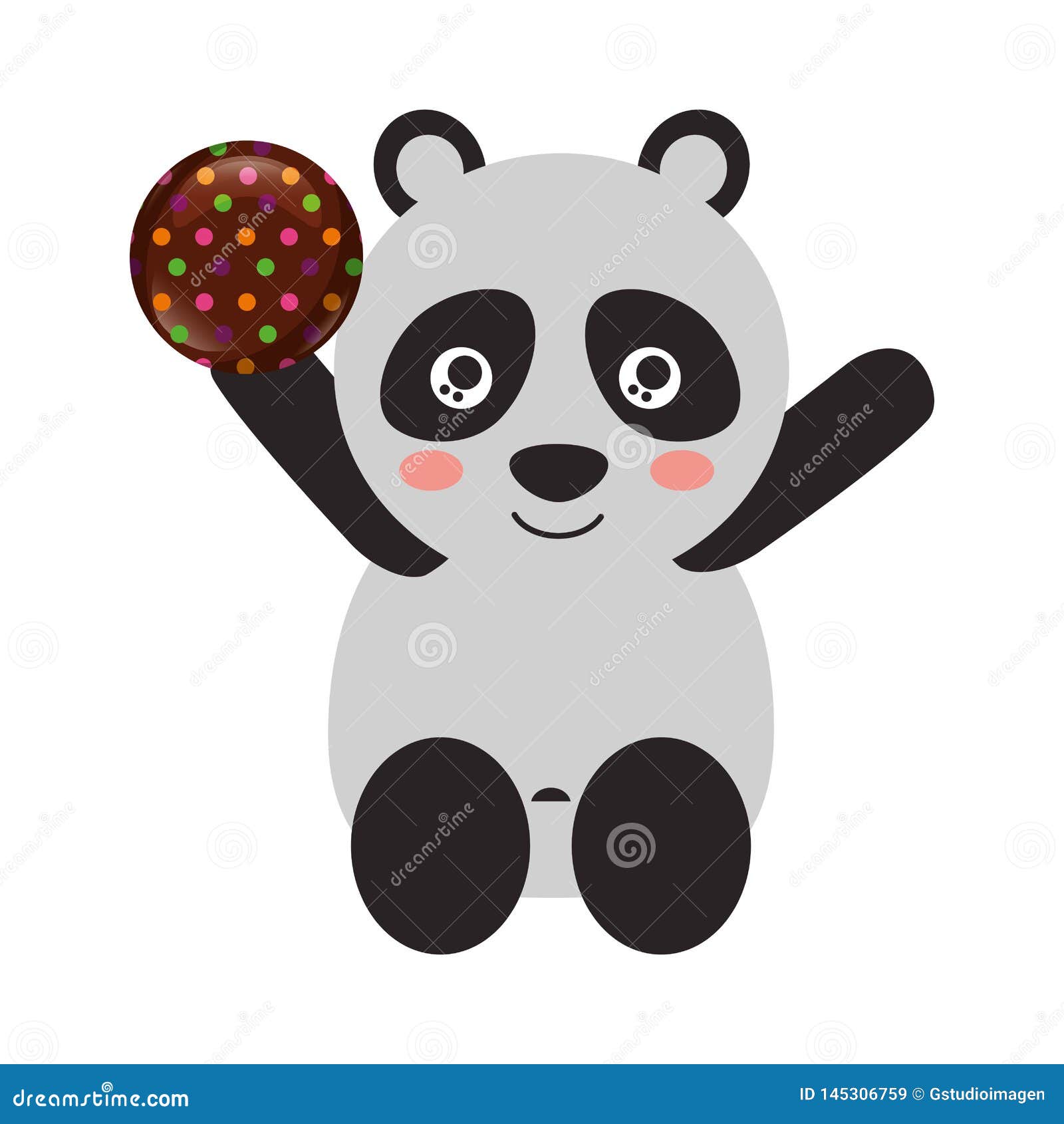 Cute Panda with Sweet Candy Chocolate Stock Vector - Illustration of ...
