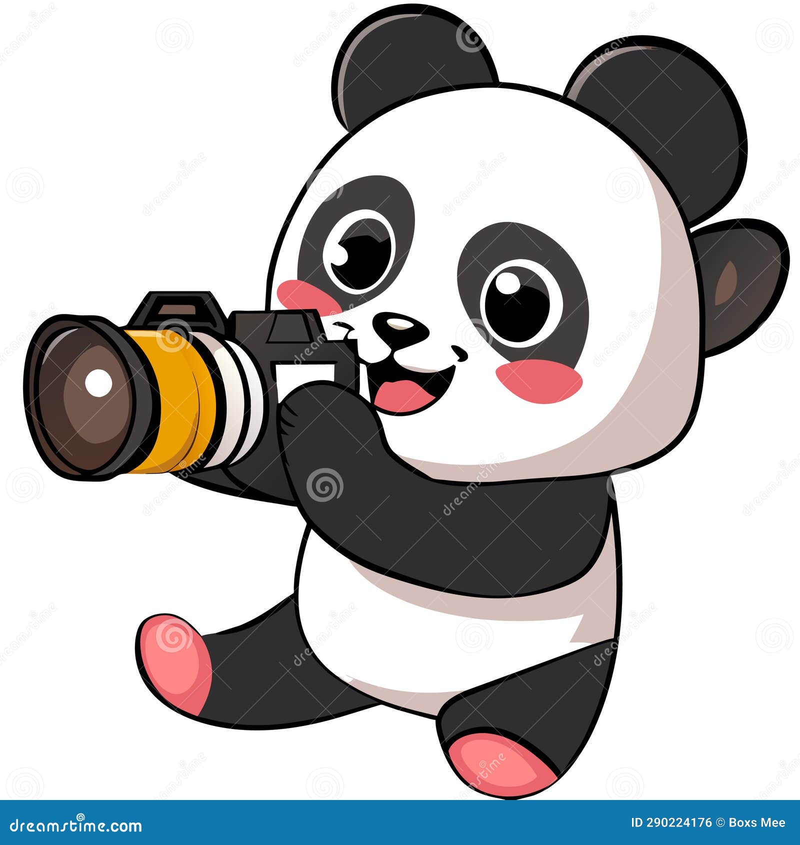 Cute Panda Taking a Photo with a Camera. Vector Illustration AI ...