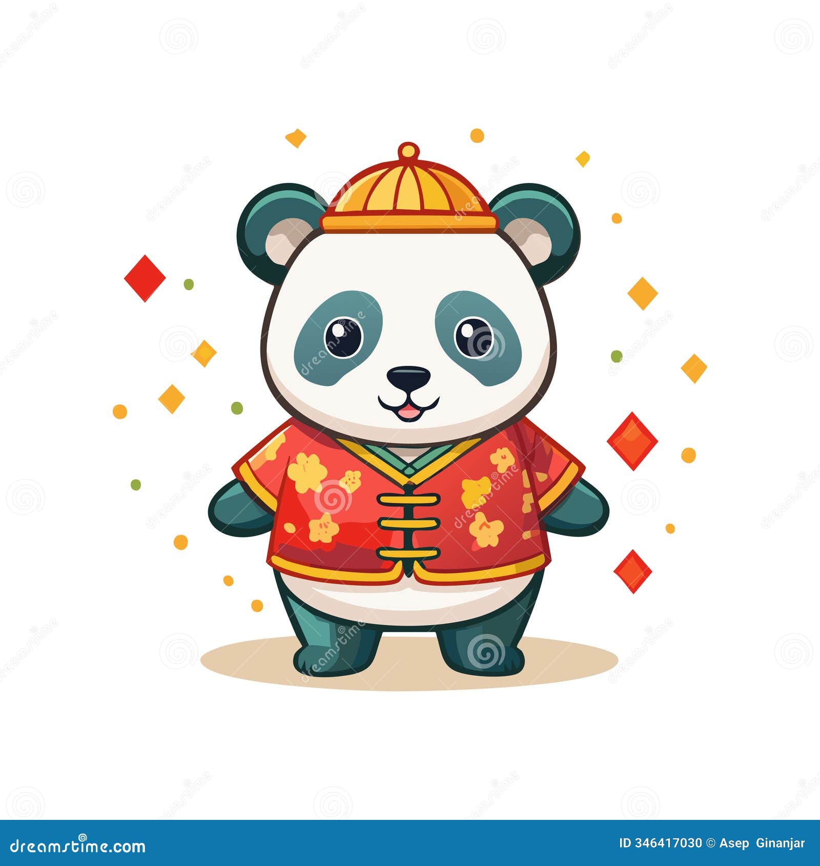 Cute Panda with Traditional Chinese Clothing Stock Illustration ...