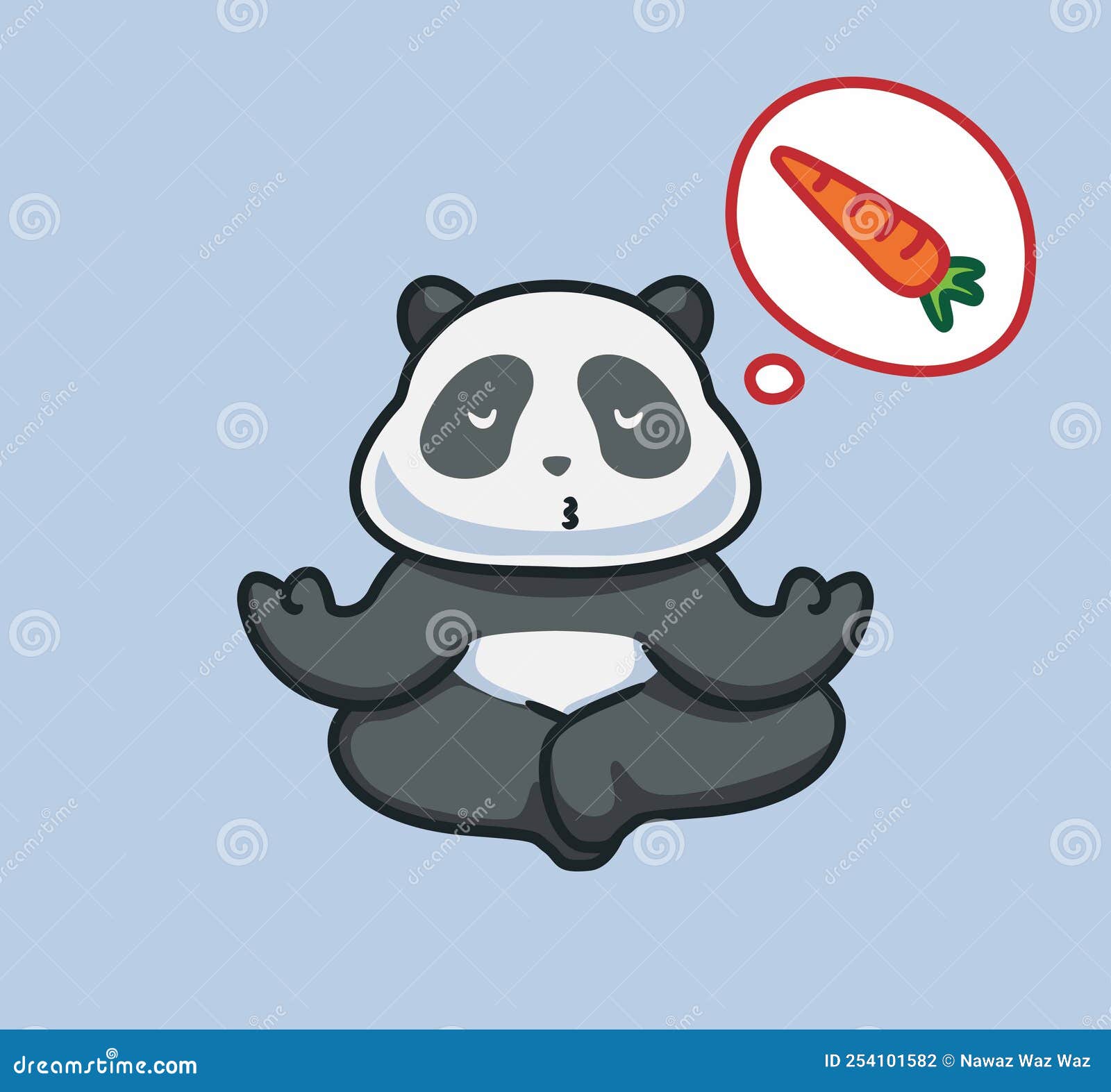 Cute Panda Try To Concentration when Meditating Yoga Stock Illustration ...
