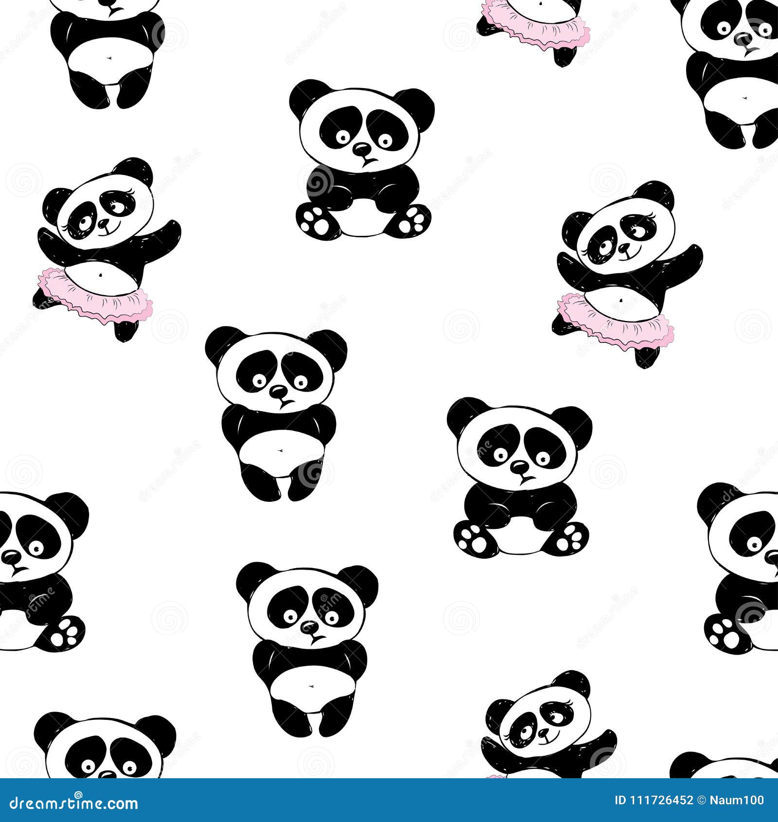 Cute Panda in Various Poses Seamless Pattern Stock Vector ...