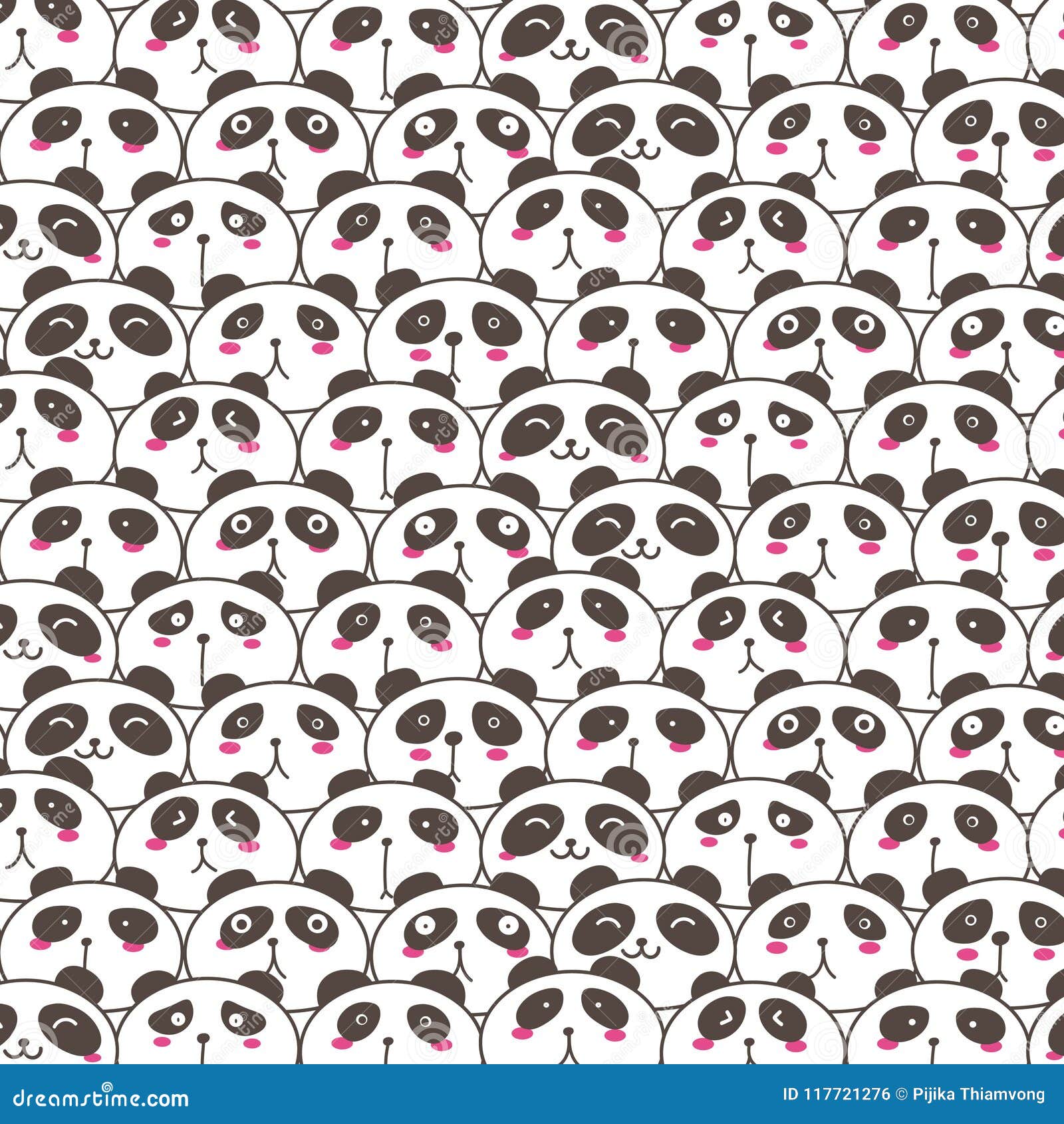 Cute Panda Vector Pattern Background. Stock Vector - Illustration of ...