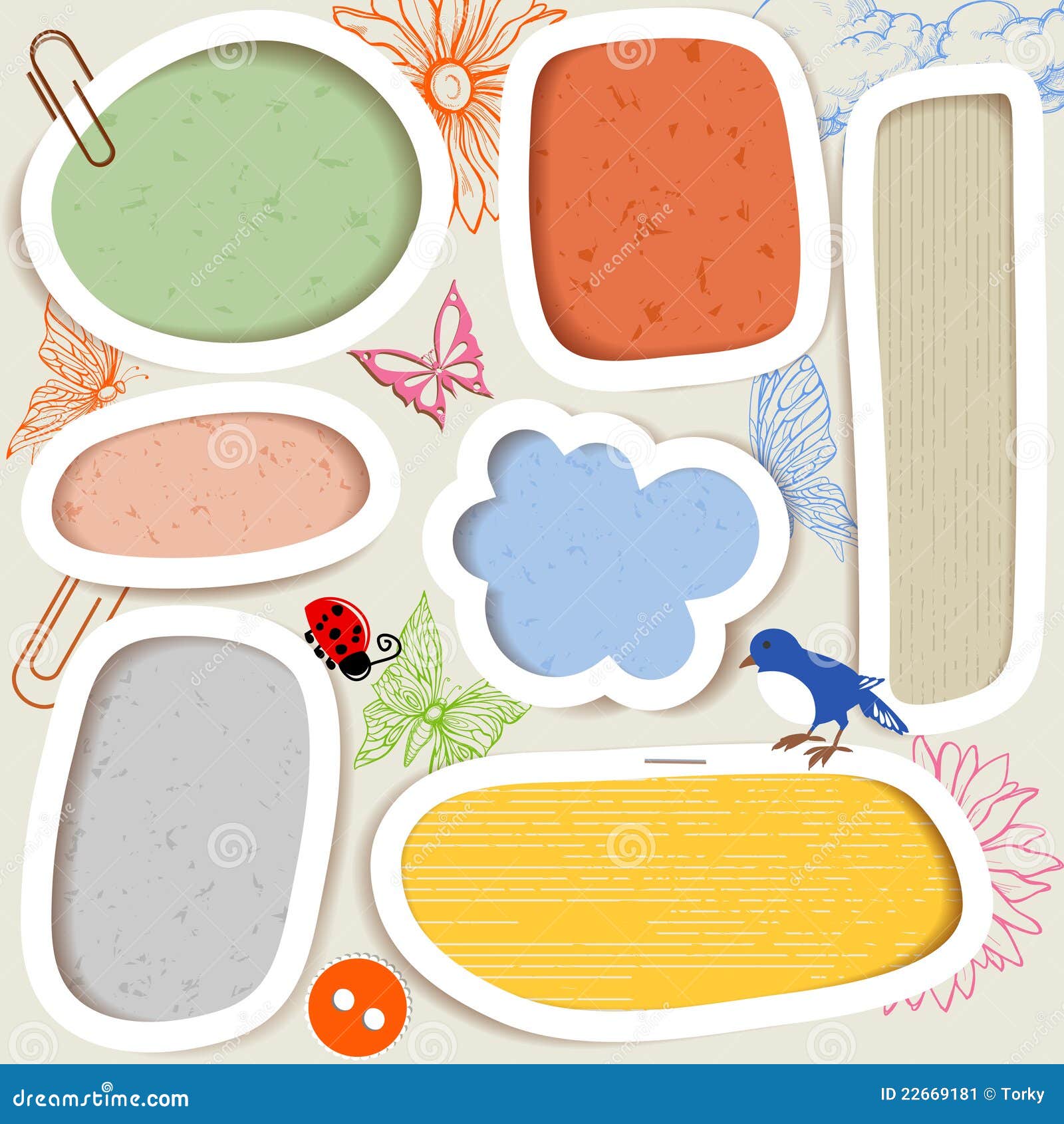 Cute paper frames stock vector. Illustration of ladybird - 22669181