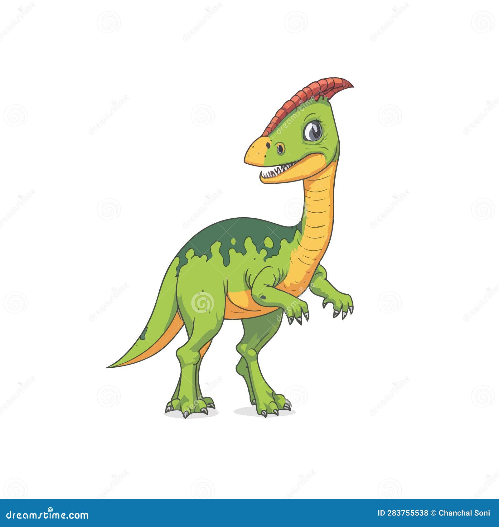 Cute Parasaurolophus Dinosaur Cartoon Vector Stock Illustration ...