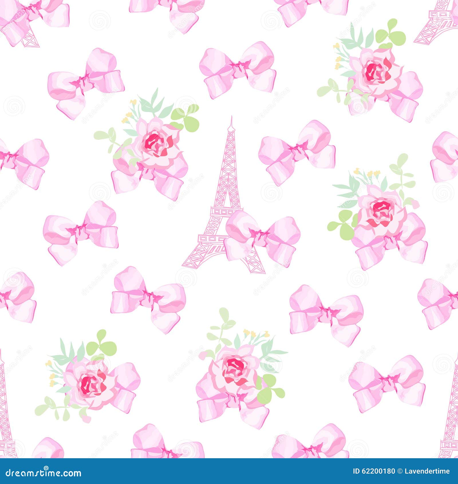 Cute Paris Inspired Print. Seamless Pattern with Pink and White Stock ...