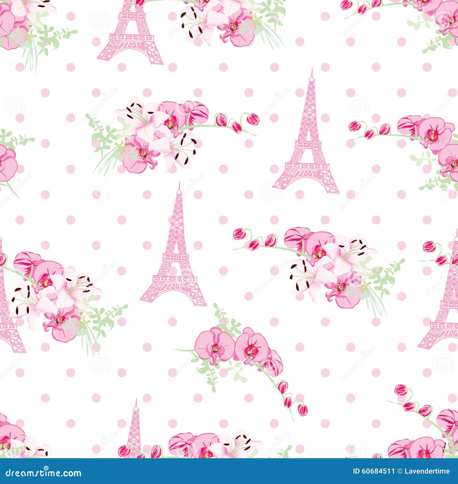 Cute Paris Inspired Print. Seamless Vector Pattern. Stock Vector ...