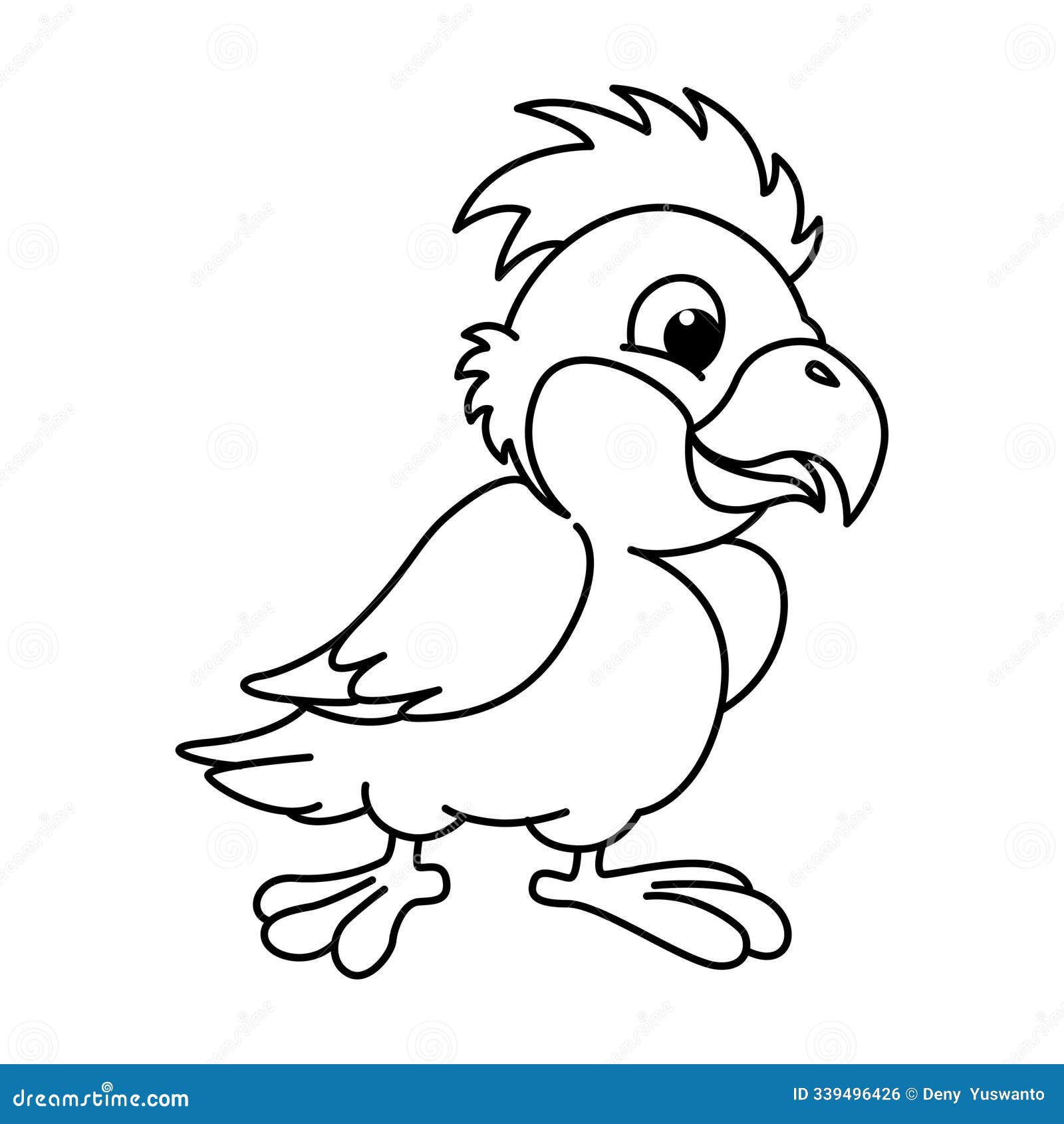 Cute Parrot Cartoon Coloring Page Vector Stock Illustration ...
