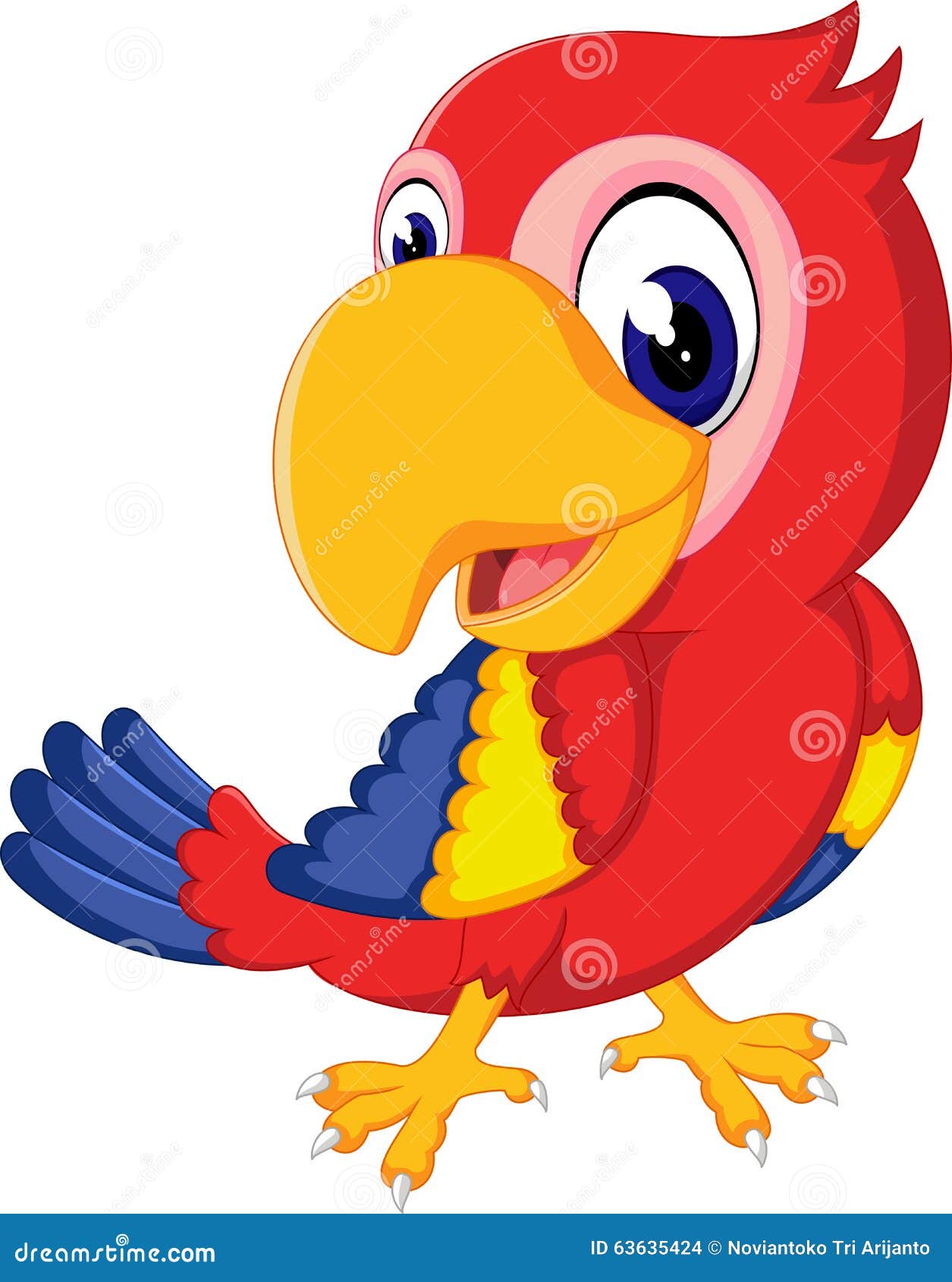 Cute parrot cartoon stock vector. Illustration of claw - 63635424
