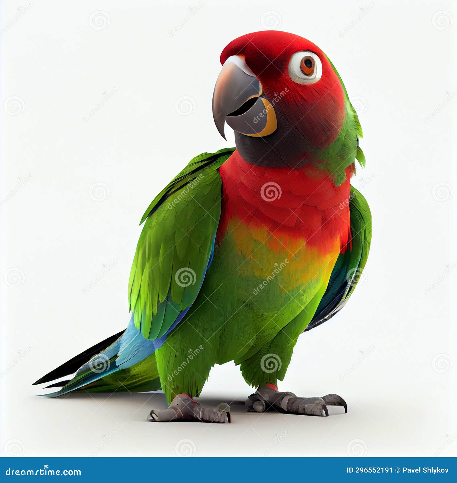 Cute Parrot Cartoon Posing on White Stock Image - Image of character ...