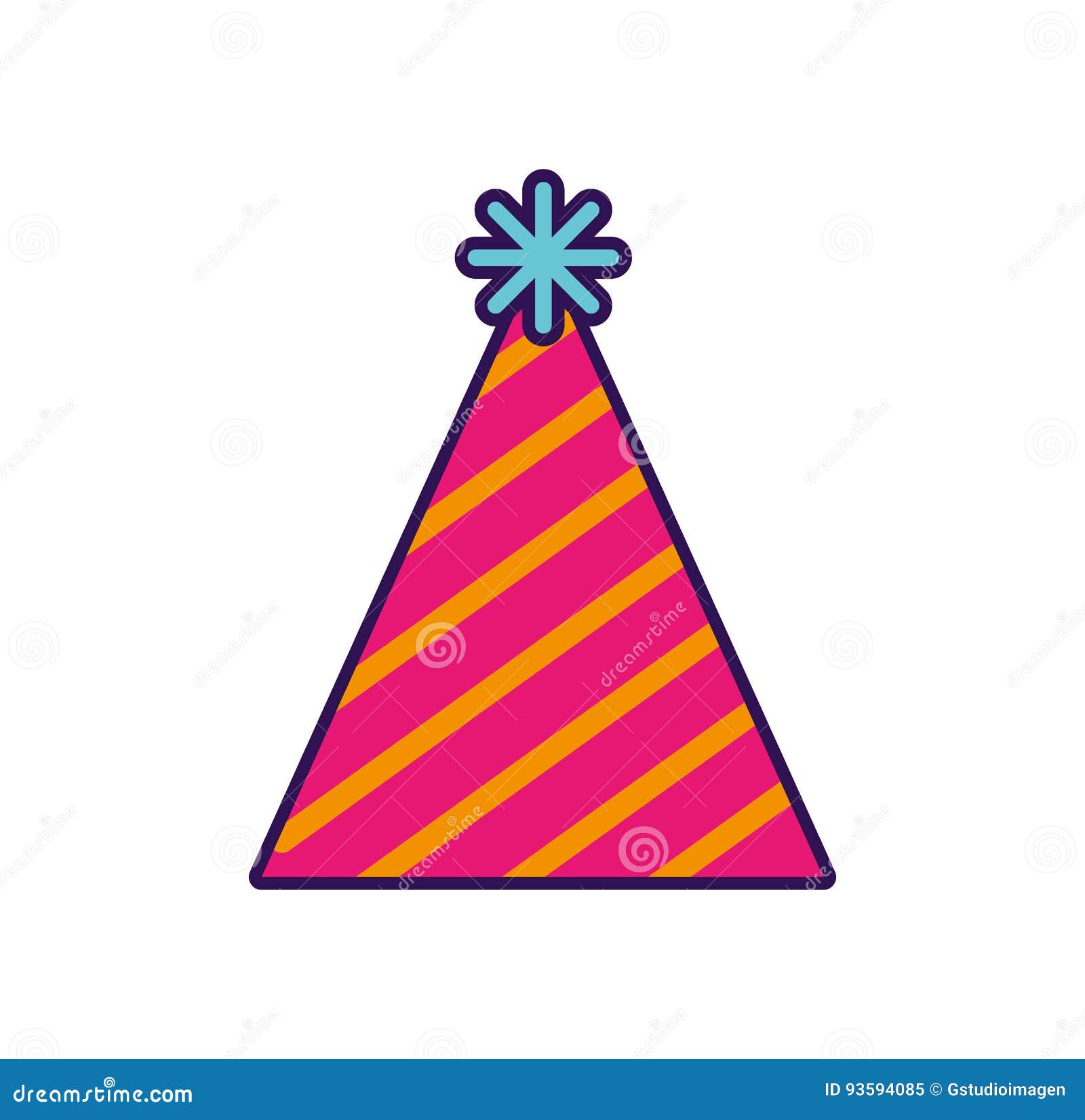 Cute party hat cartoon stock vector. Illustration of ribbon - 93594085