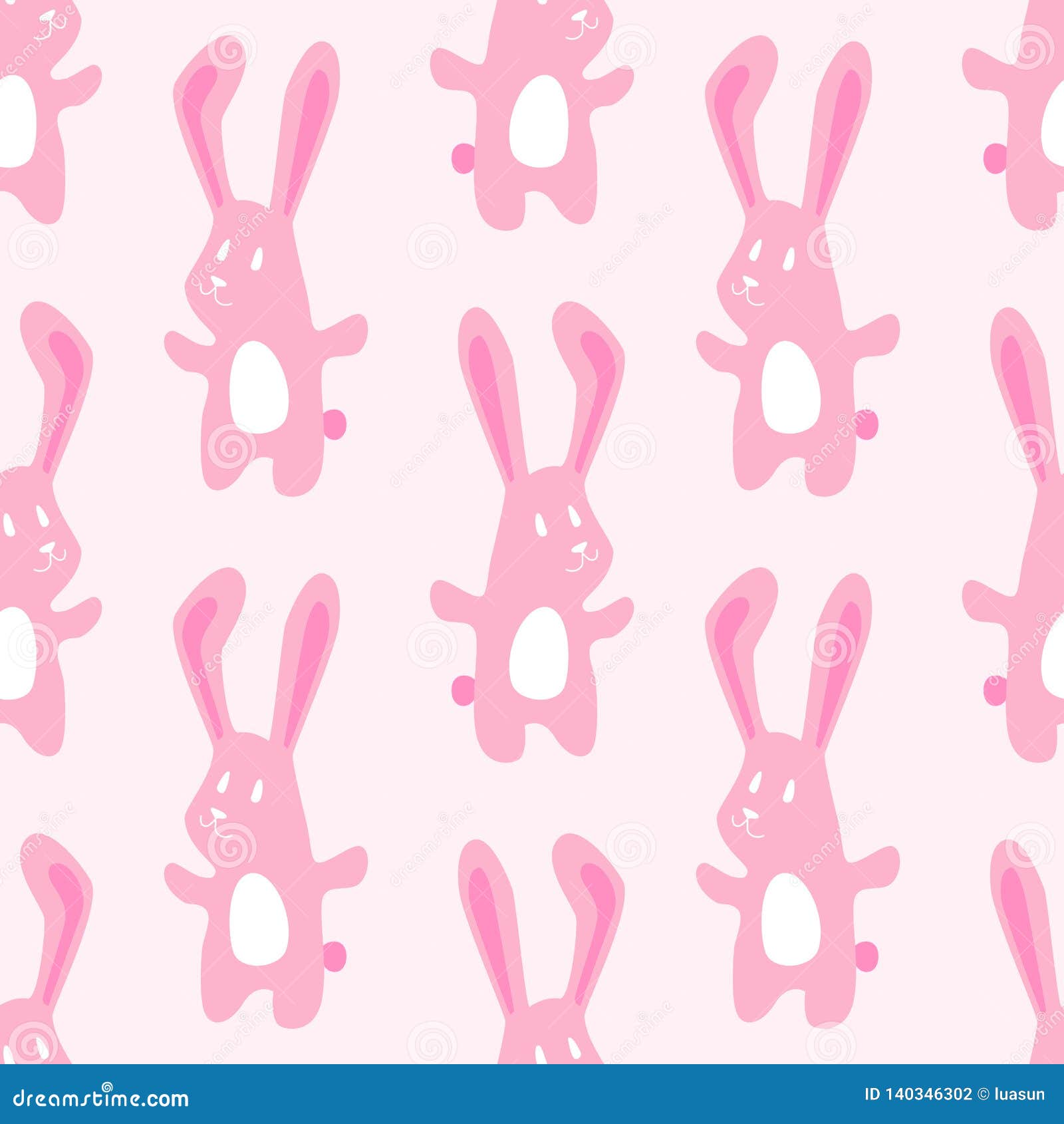 Cute Pastel Cartoon Bunny Rabit Animal Seamless Pattern Stock Vector ...