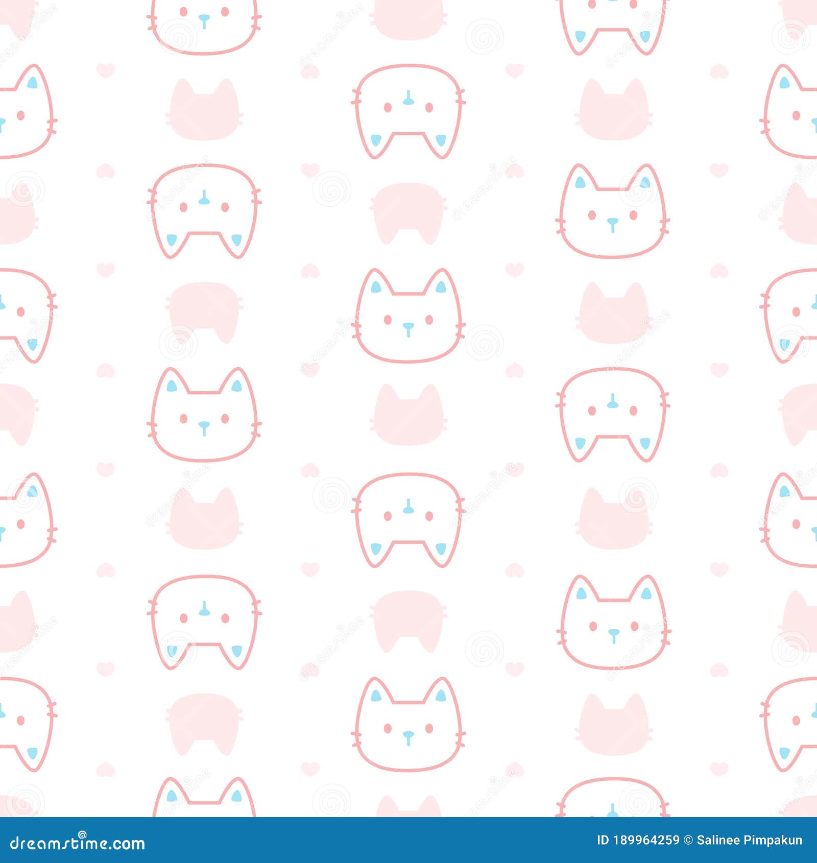 Cute Pastel Cat Seamless Pattern Background Stock Vector - Illustration ...