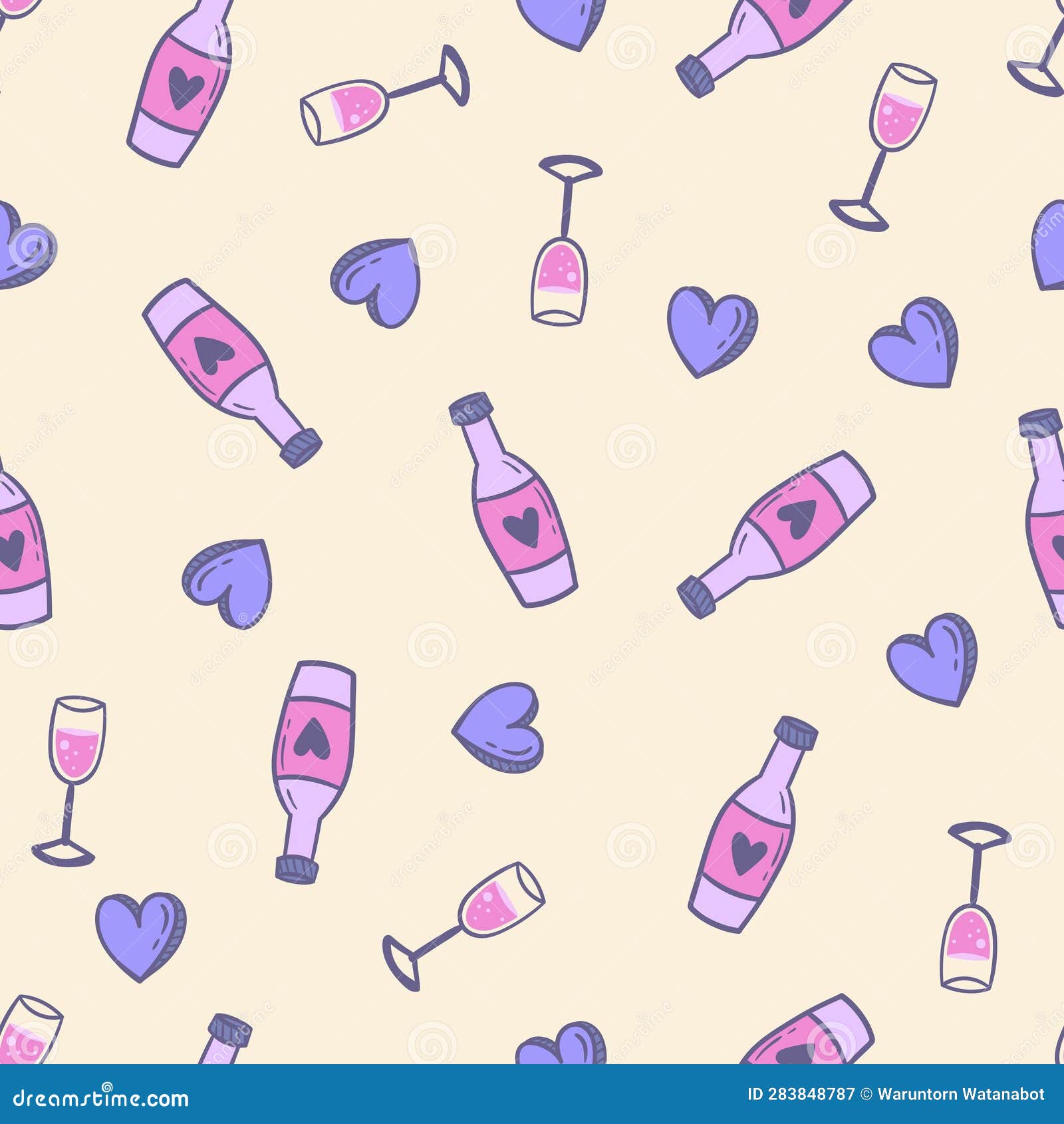 Cute Pastel Drinks Doodle Pattern Stock Vector - Illustration of drinks ...