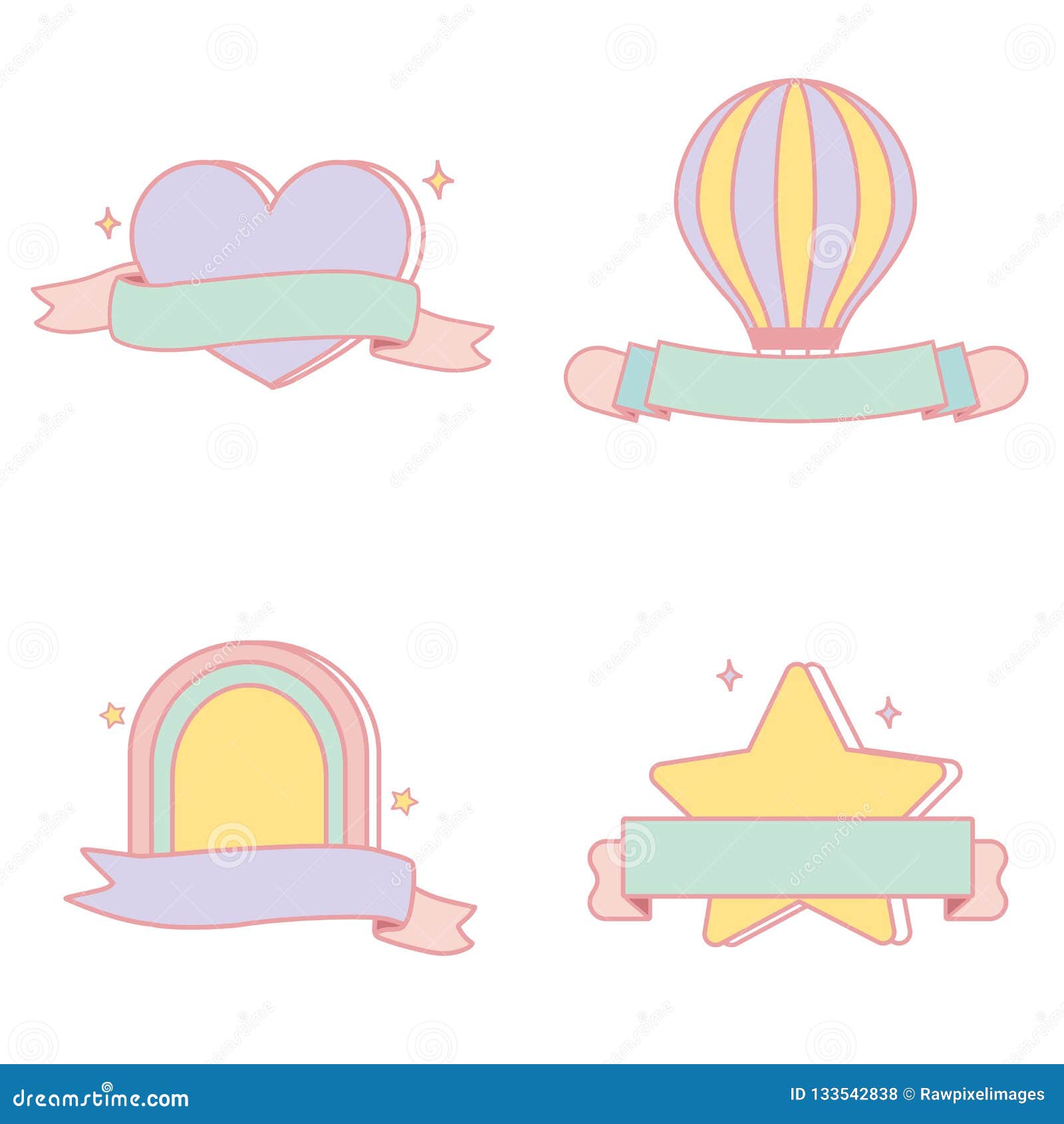 Cute Pastel Emblems Vector Set Stock Vector - Illustration of ...