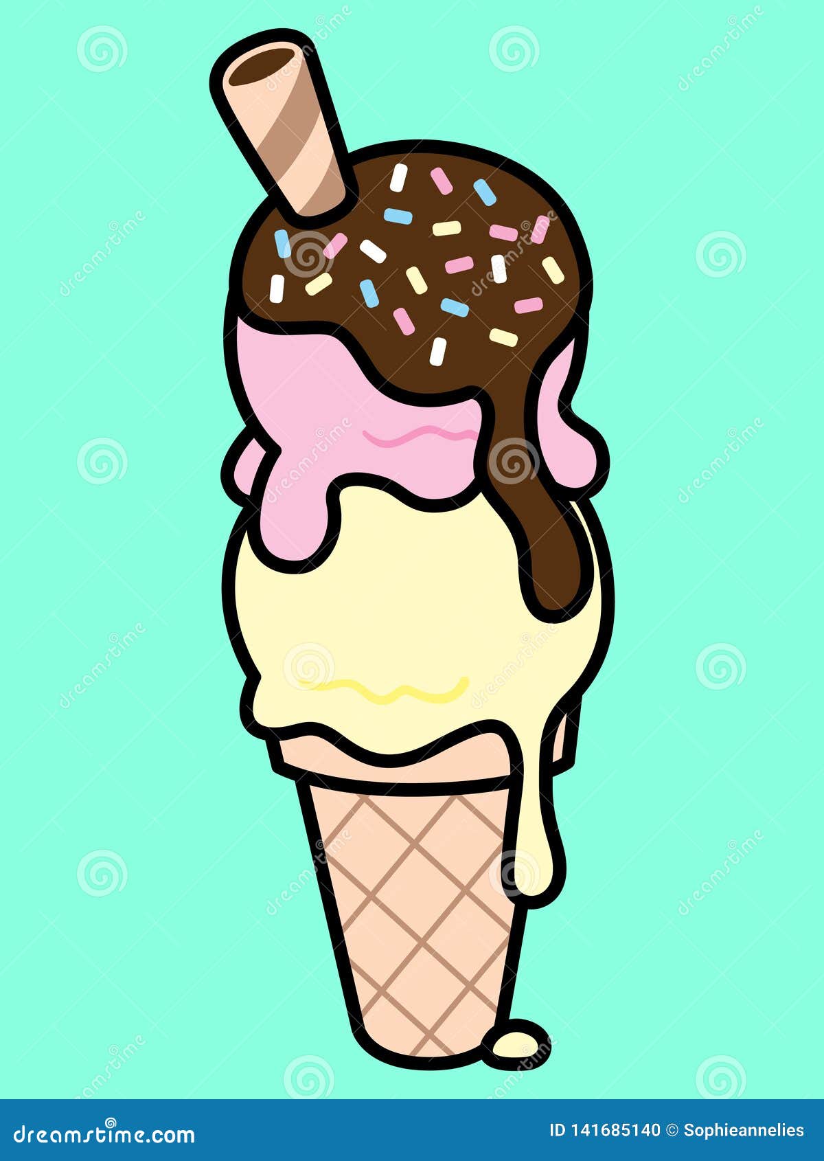 Double Scoop Ice Cream in a Cone Stock Illustration - Illustration of ... Double Scoop Ice Cream in a Cone Stock Illustration - Illustration of ...