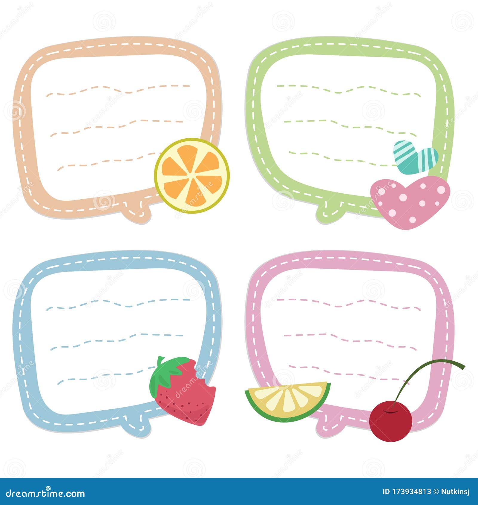 Cute Pastel Paper Note stock vector. Illustration of fruits - 173934813