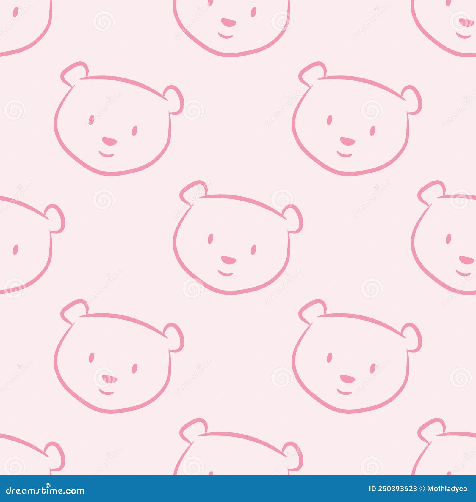 Cute Pastel Pink Vector Bear Pattern, Stock Vector - Illustration of ...