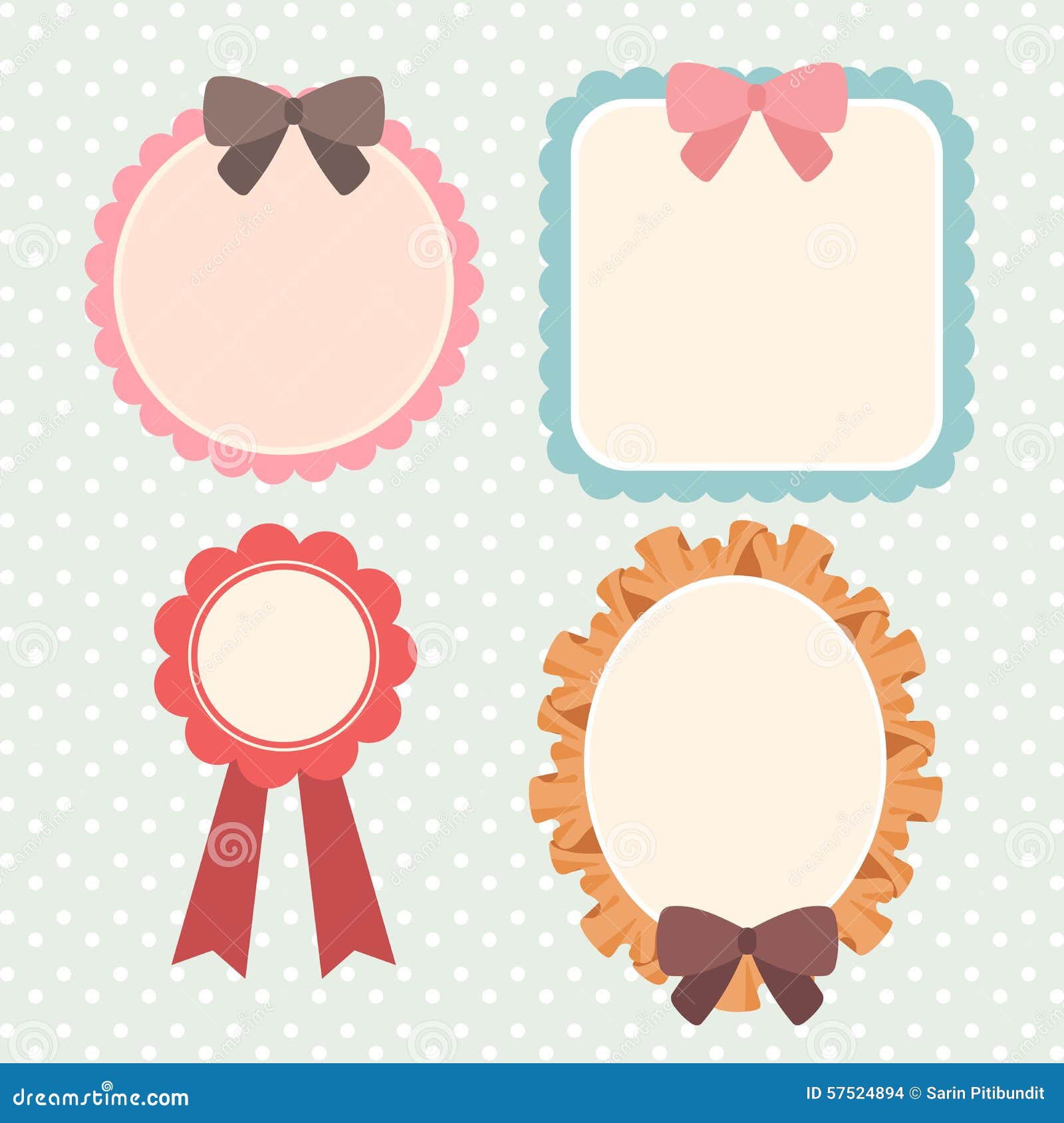 Cute Pastel Ribbon and Lace Label or Banner or Text Box Set Stock ...