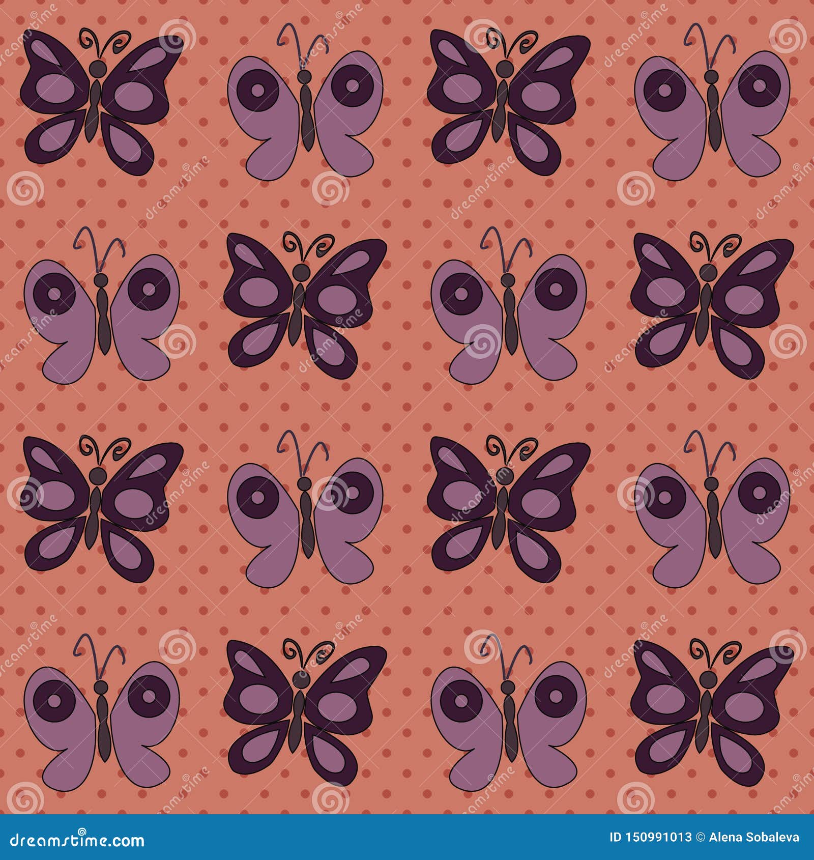 Cute Pattern with Abstract Butterflies Stock Vector - Illustration of ...