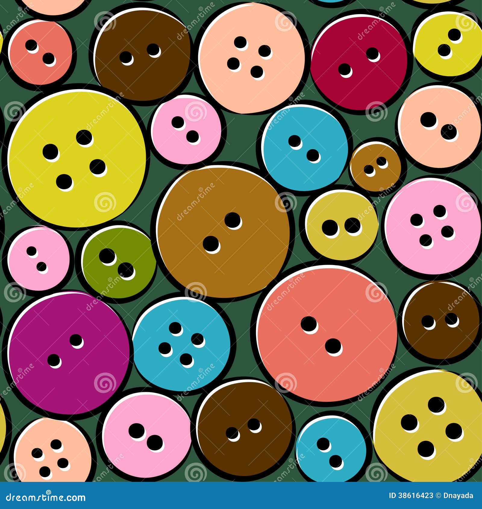 Cute Pattern with Abstract Buttons Stock Vector - Illustration of ...