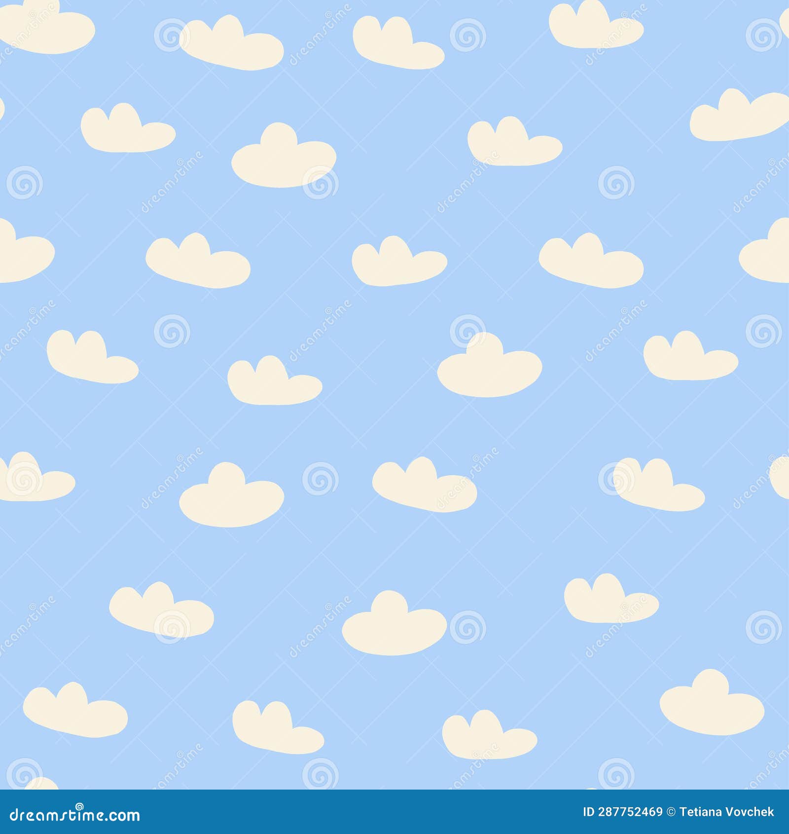 Cute Pattern with Clouds on Light Blue. Kids Nursery Pattern with ...