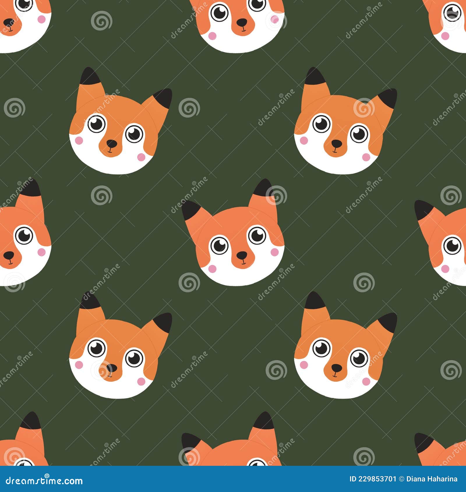 Cute Pattern with Fox for Kids Stock Illustration - Illustration of ...