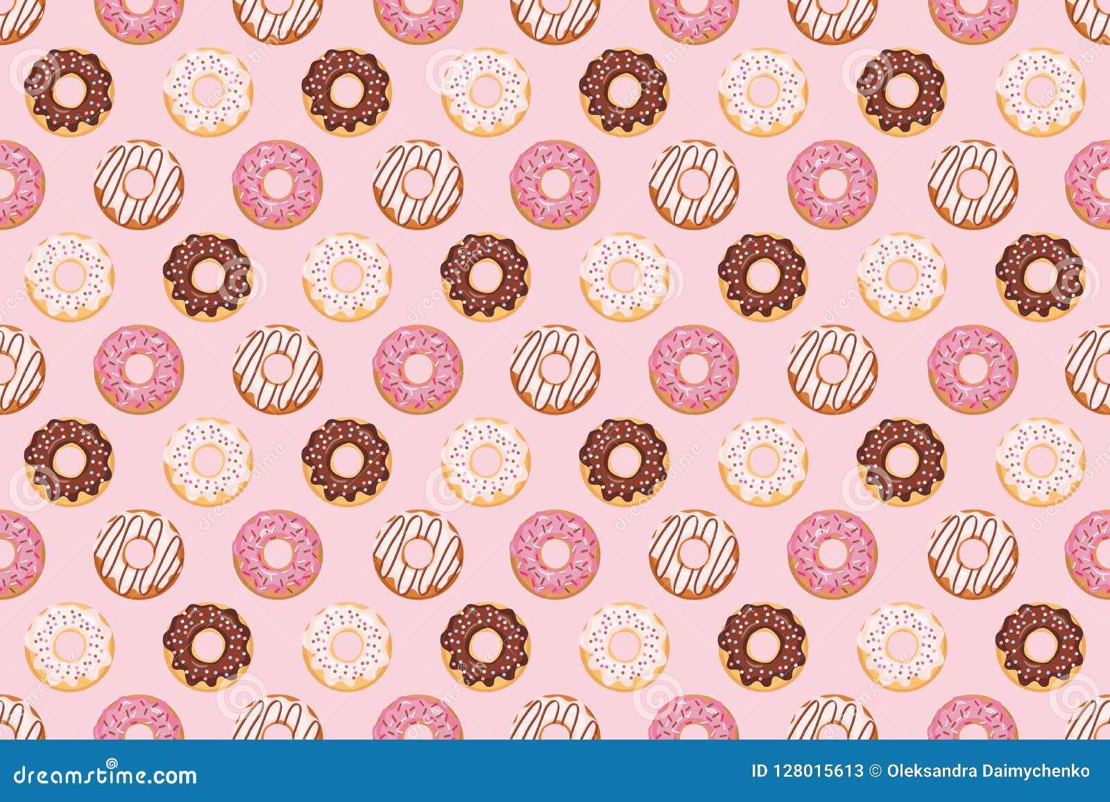 Cute Pattern with Glazed Donuts. Pink and Beige Colors. Girly. for ...