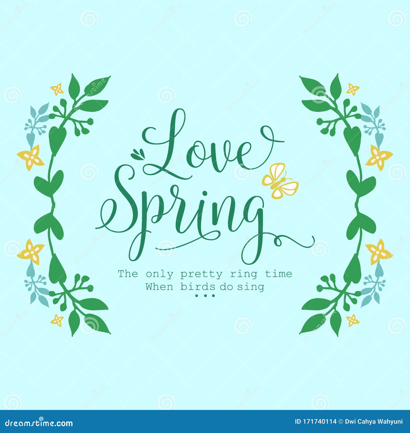 The Cute Pattern of Leaf and Flower Frame, for Love Spring Poster ...