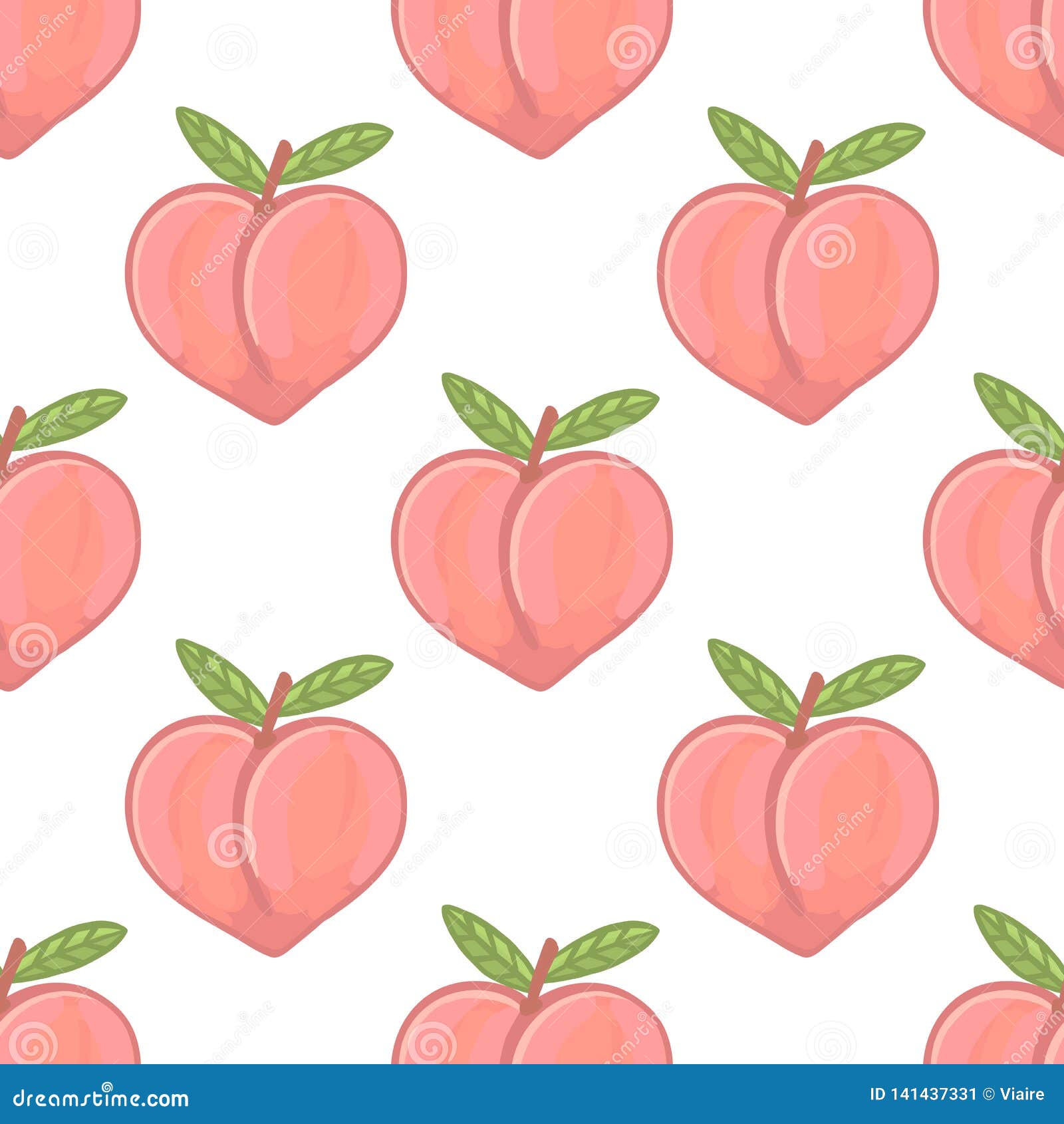 Cute Pattern with Peach on a White Background. Stock Vector ...