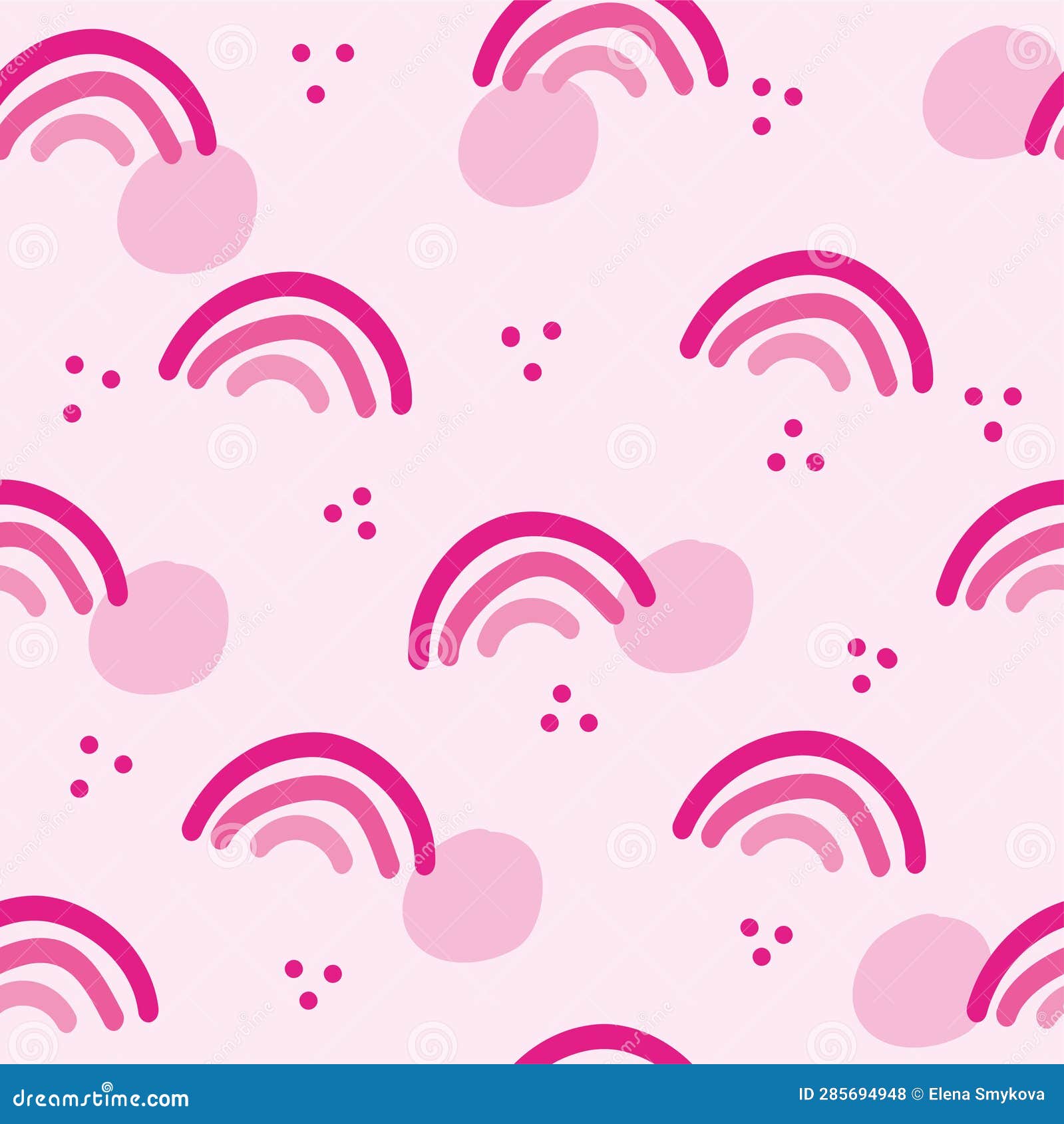 Cute Pattern with Pink Rainbows on a Pink Background. Children S ...
