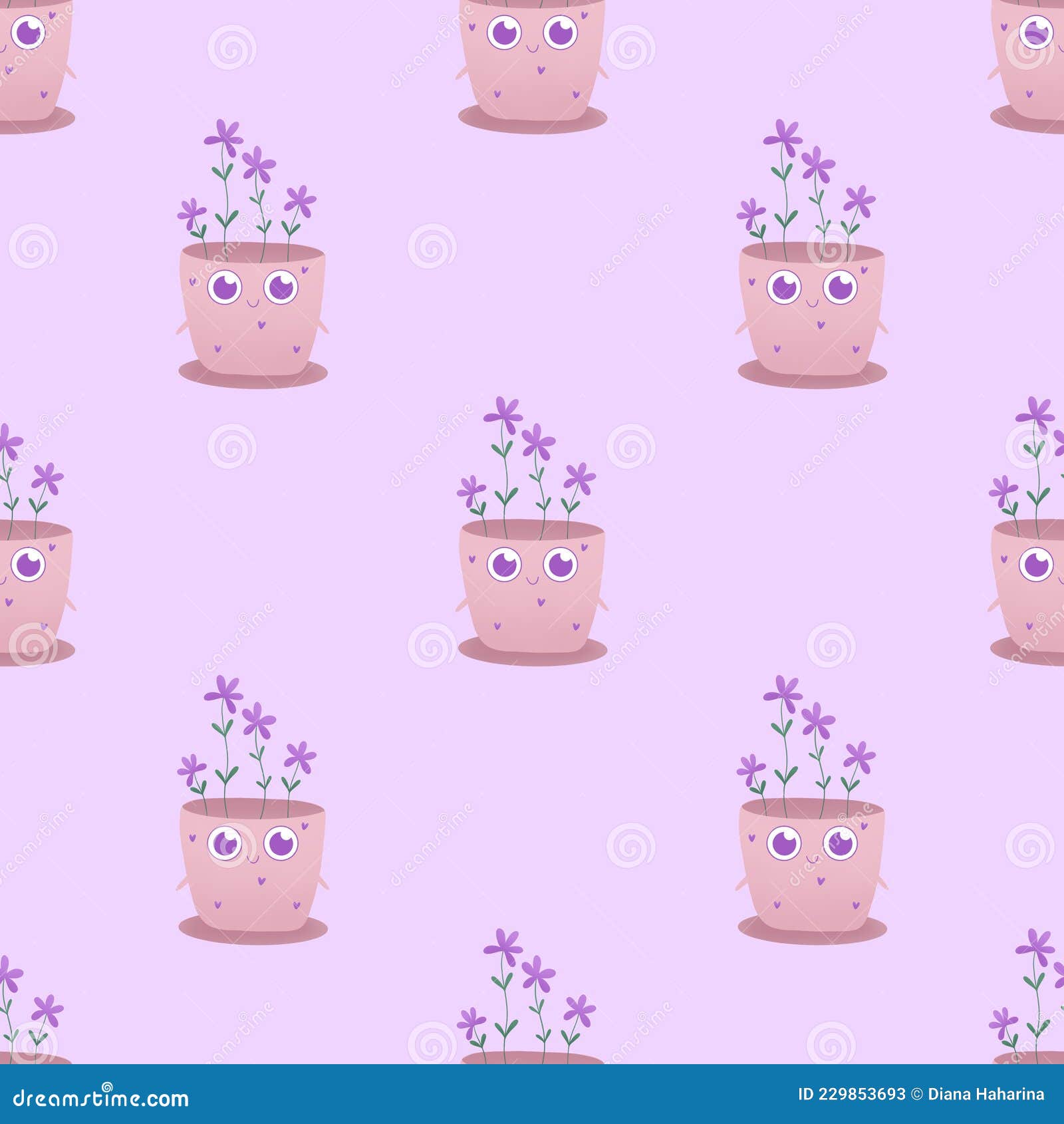 Cute Pattern with Plants for Kids Stock Illustration - Illustration of ...