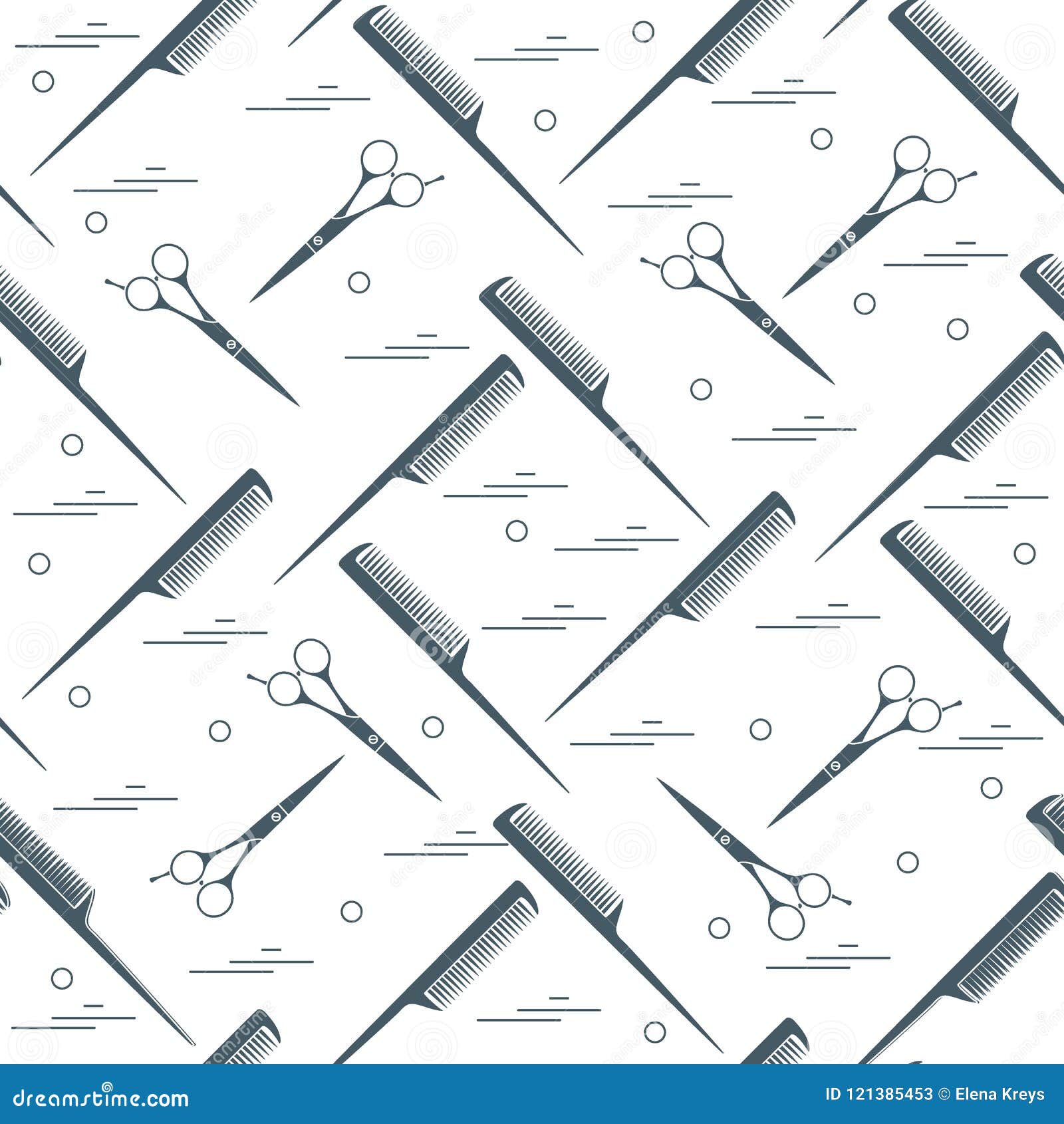 Cute Pattern of Scissors for Cutting Hair and Combs. Stock Vector ...