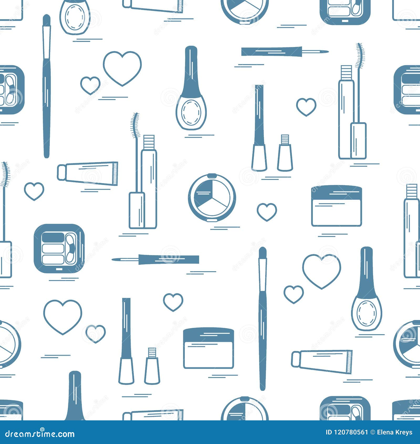 Cute Pattern of Various Elements of Decorative Cosmetics and Ca Stock ...