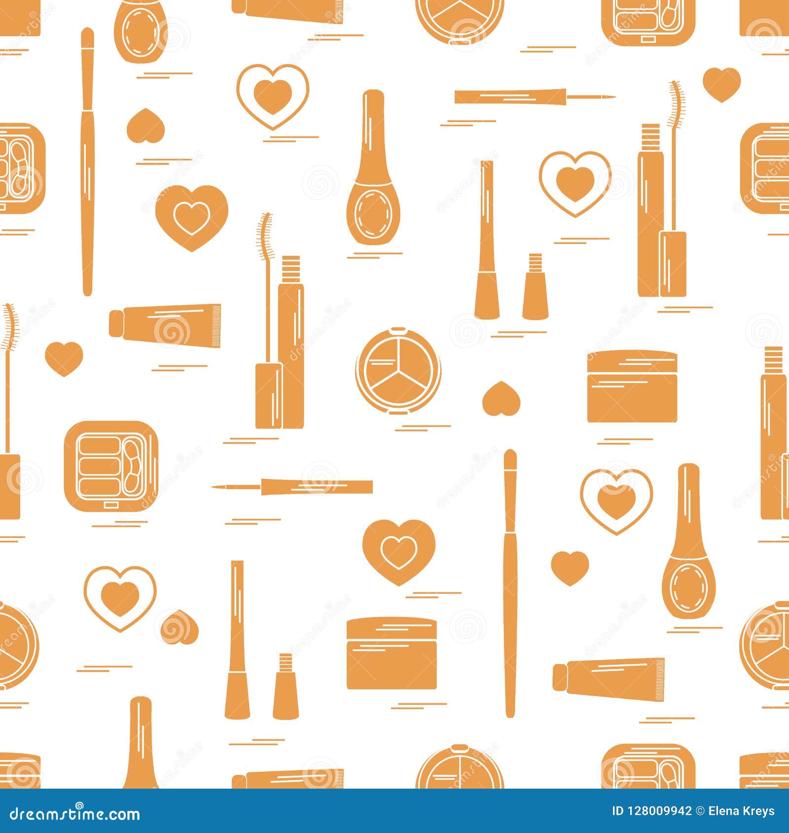 Cute Pattern of Various Elements of Decorative Cosmetics and Ca Stock ...