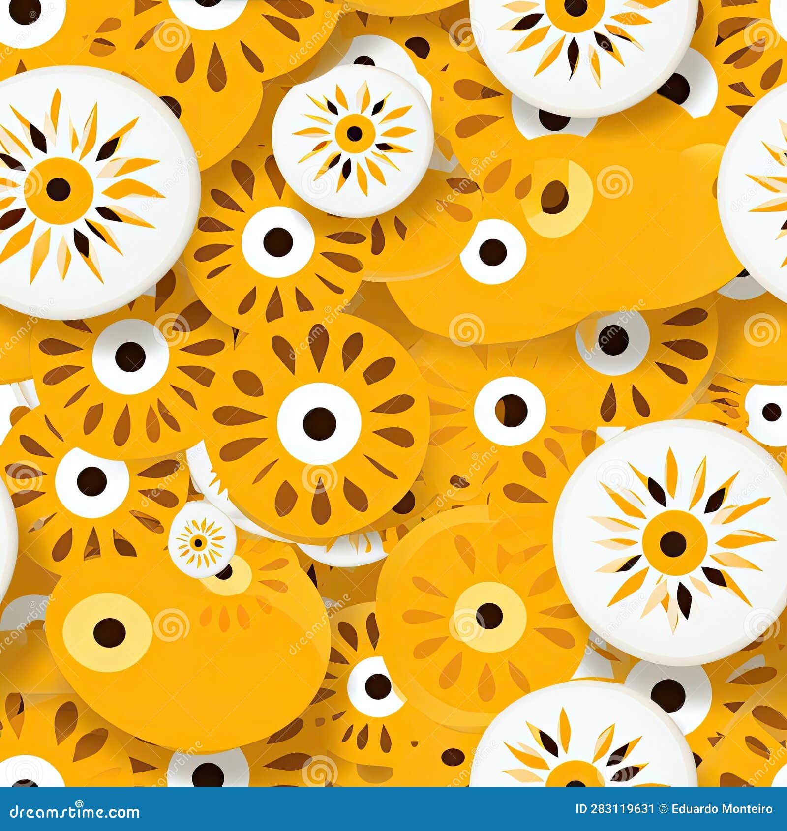 Cute Pattern of Yellow Fruit with Eyes Drawn on Them (tiled) Stock ...