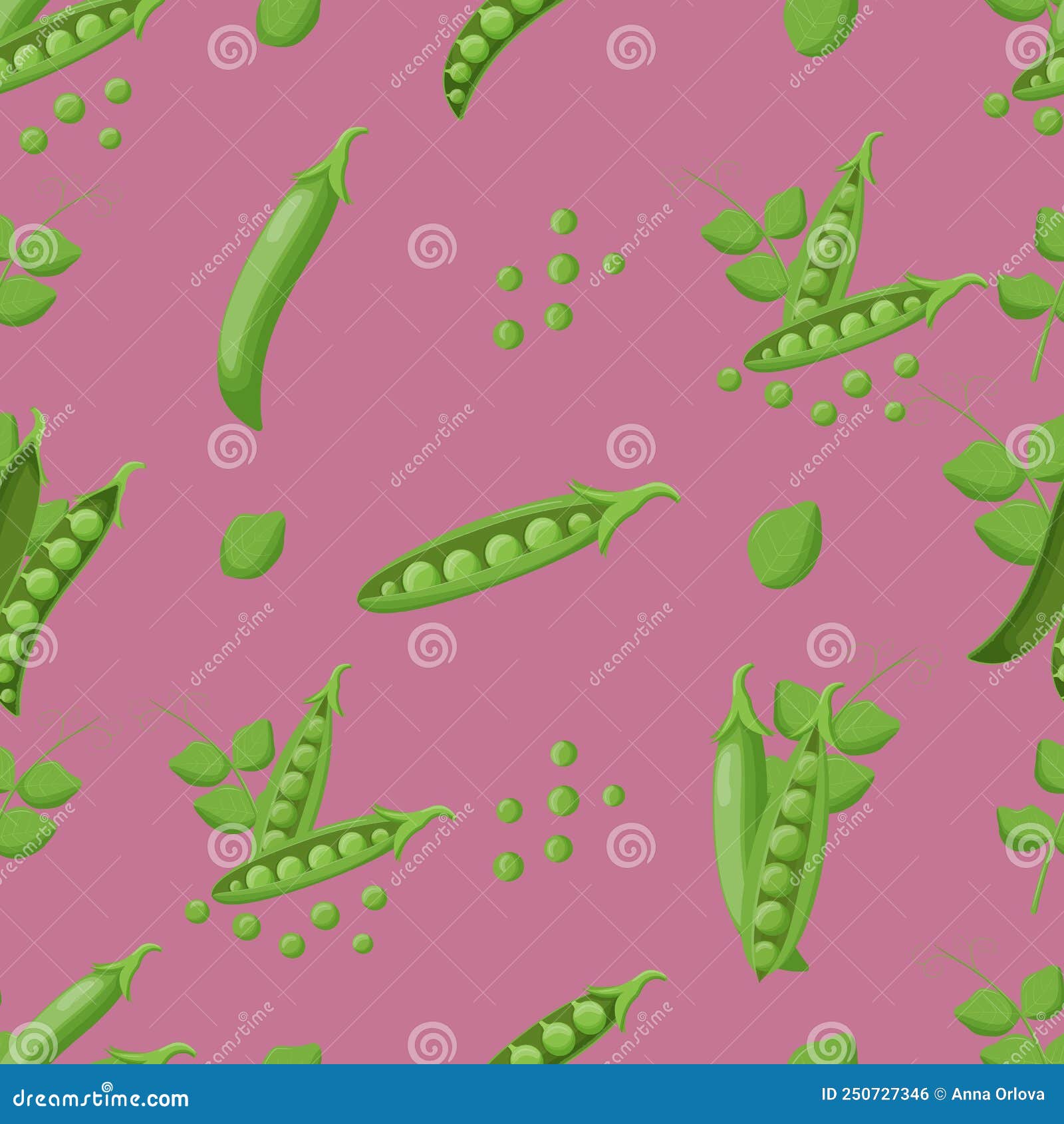 Cute Pea Seamless Pattern. Flat Vector Illustration Stock Vector ...