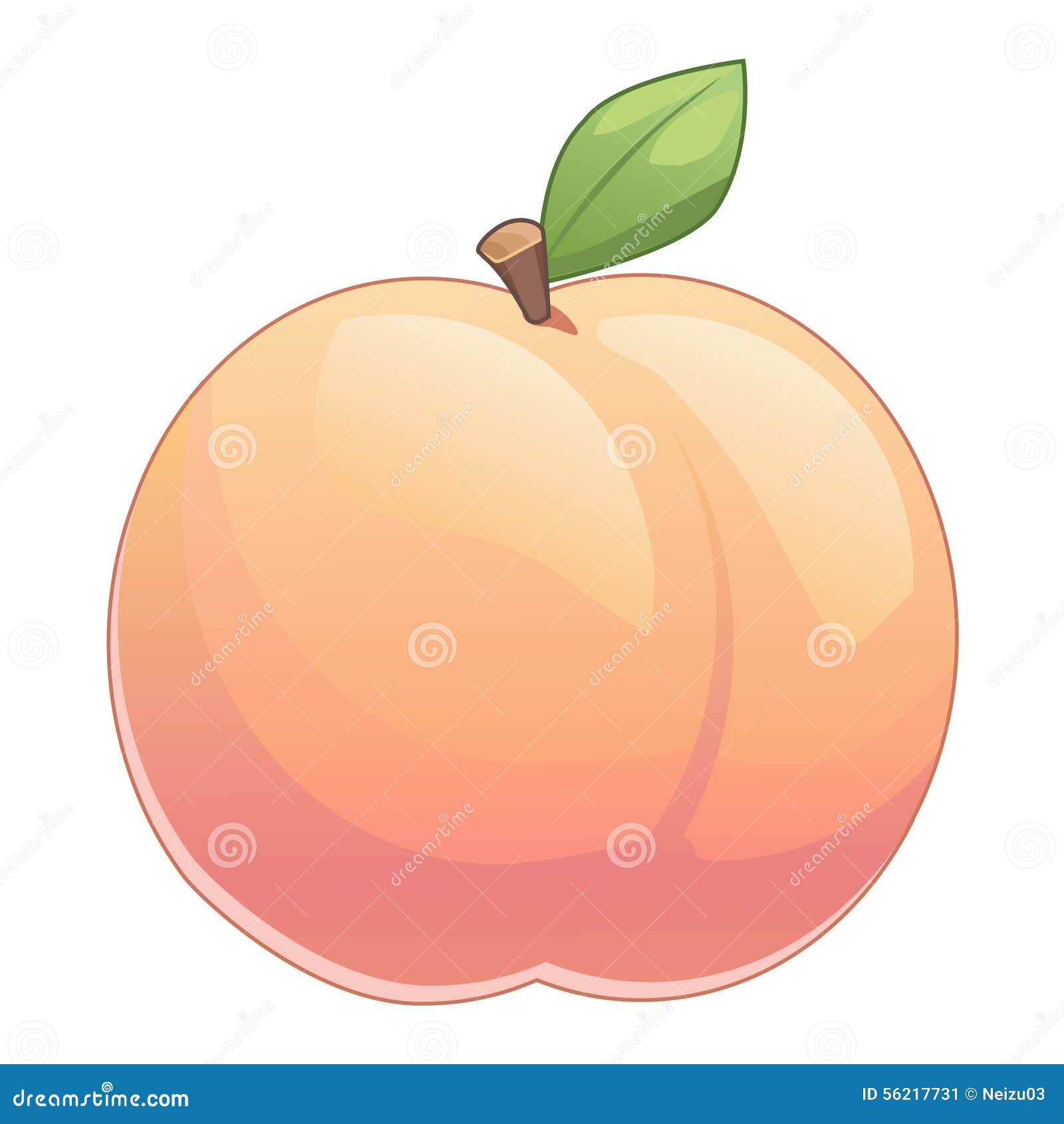 Cute Peach With Leave Cartoon Vector | CartoonDealer.com #56217731