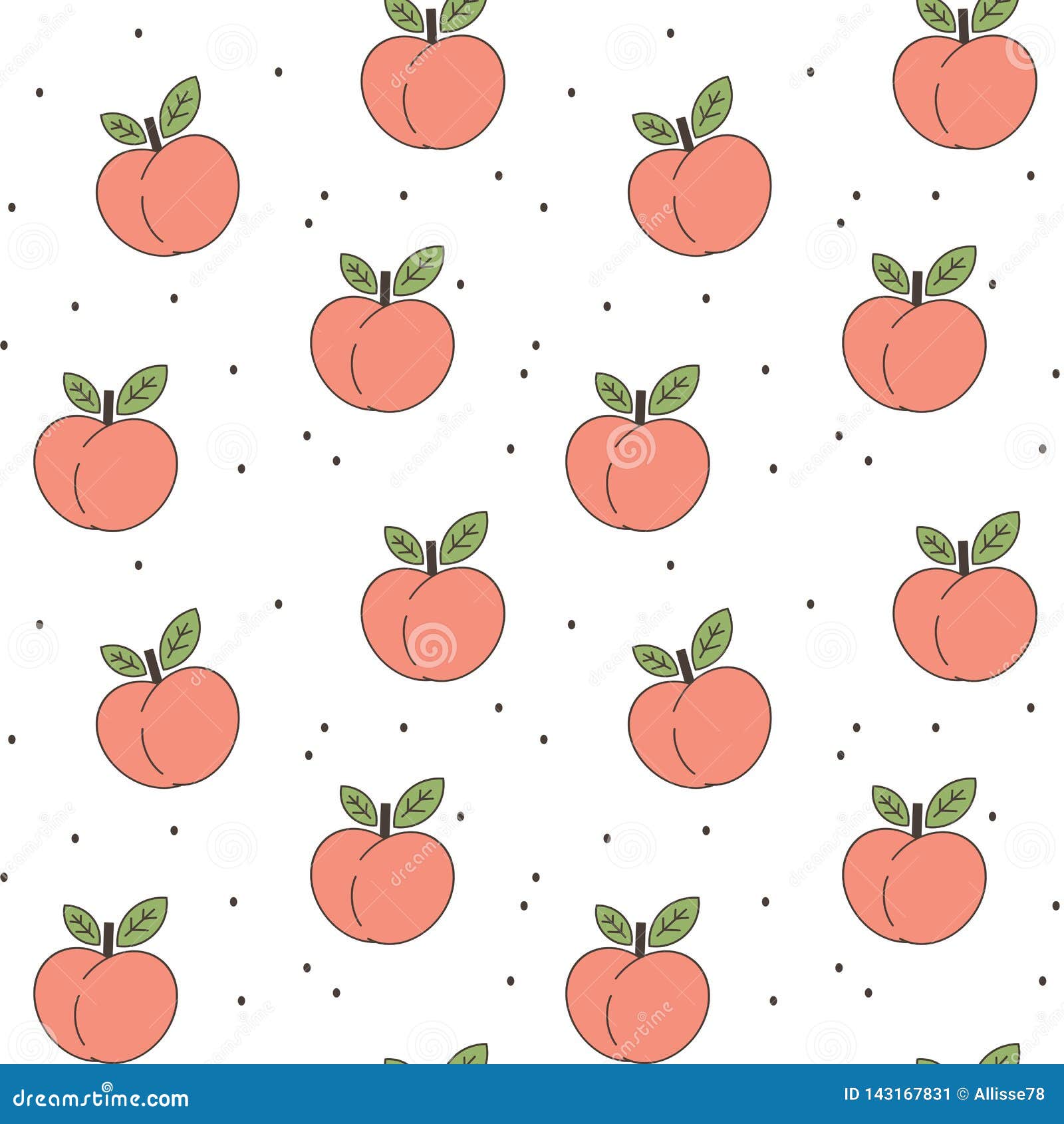 Cute Peaches Seamless Vector Pattern Background Illustration Stock ...