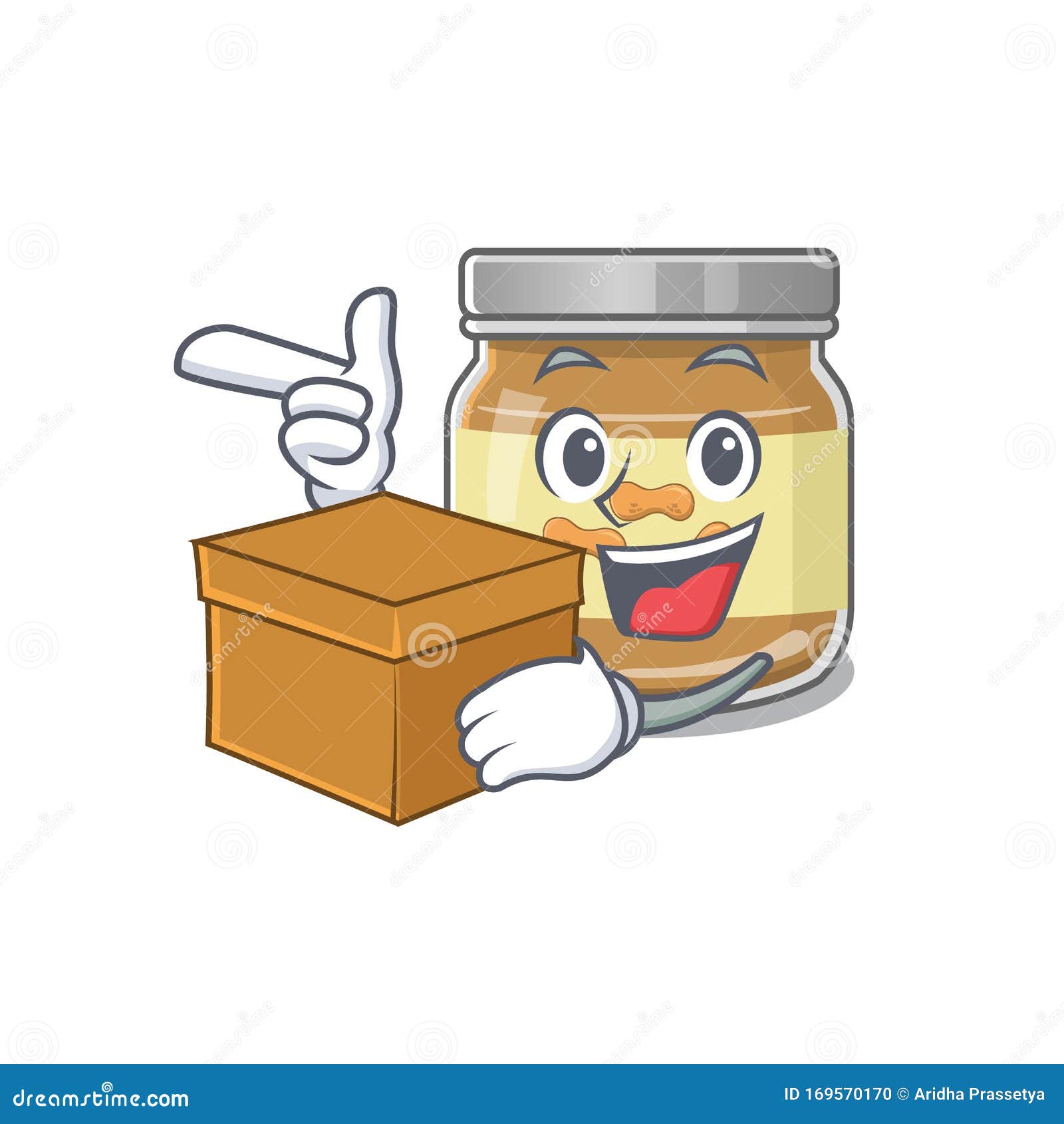 Cute Peanut Butter Cartoon Character Having a Box Stock Vector ...