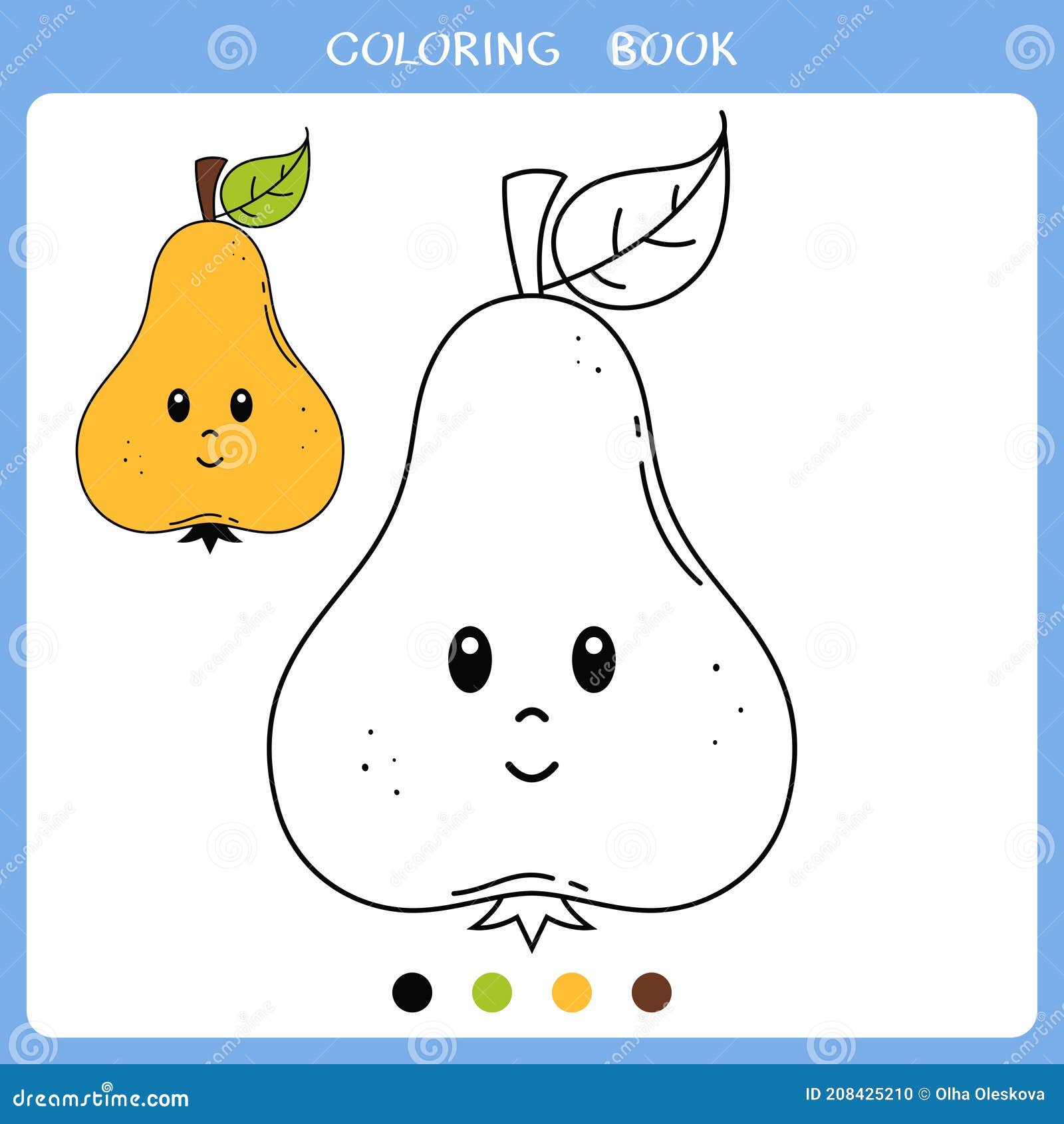 Cute Pear for Coloring Book Stock Vector - Illustration of game, child ...