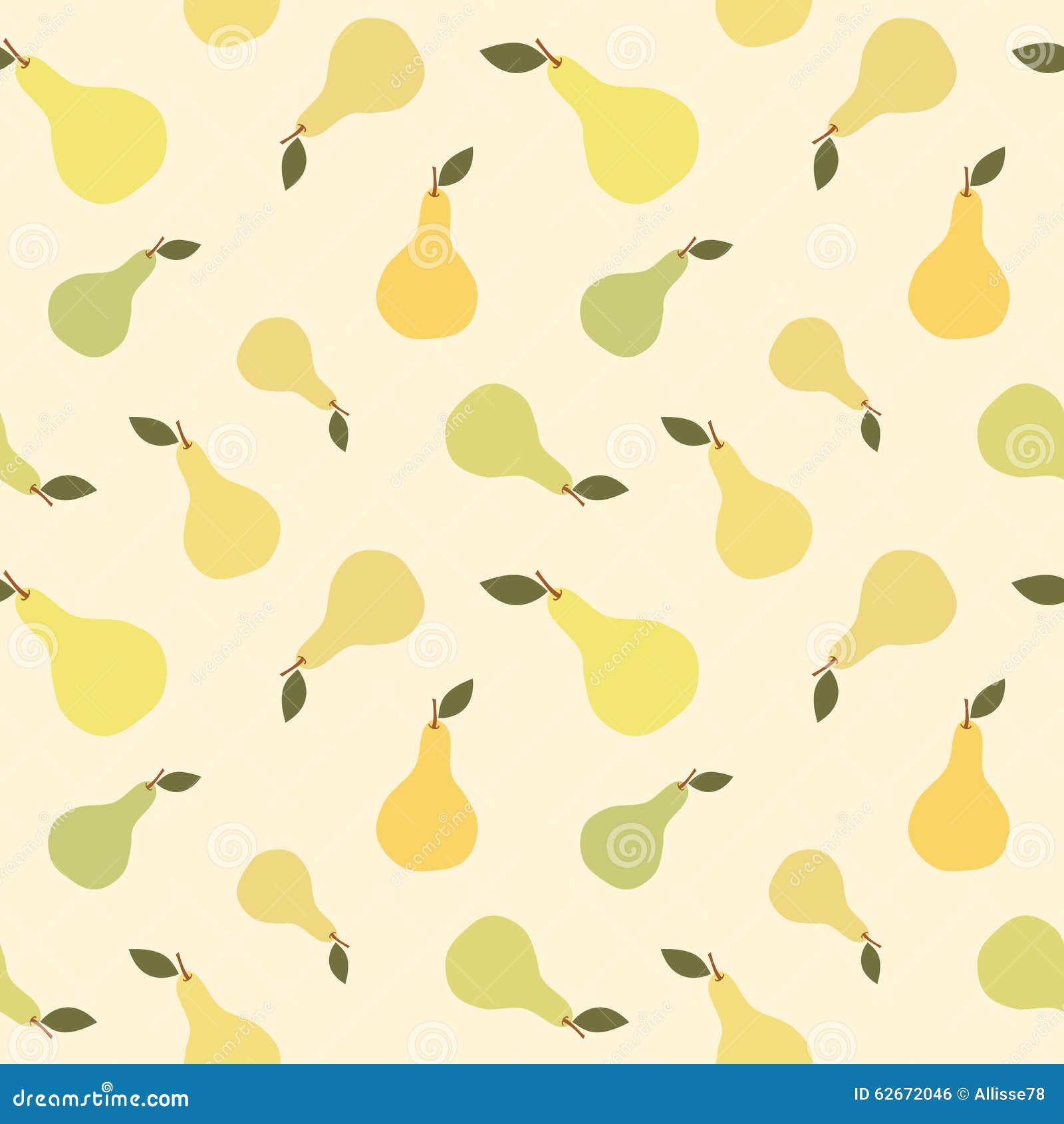 Cute Pear Fruit Seamless Pattern Background Illustration Stock Vector ...