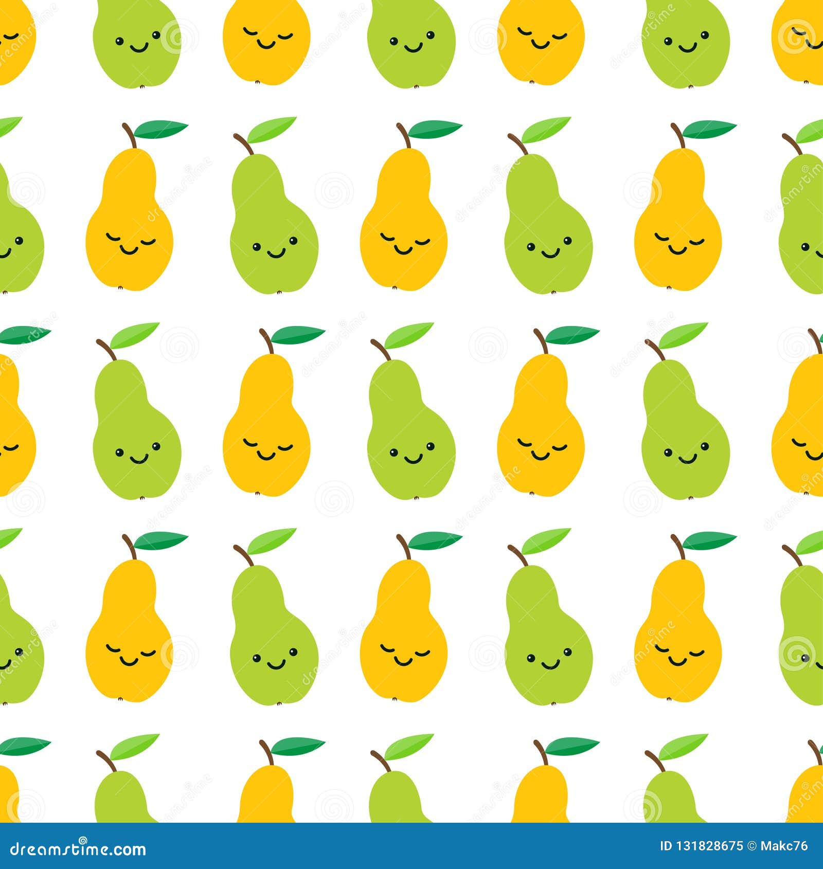 Cute Pears Seamless Pattern in Cartoon Style Stock Vector ...