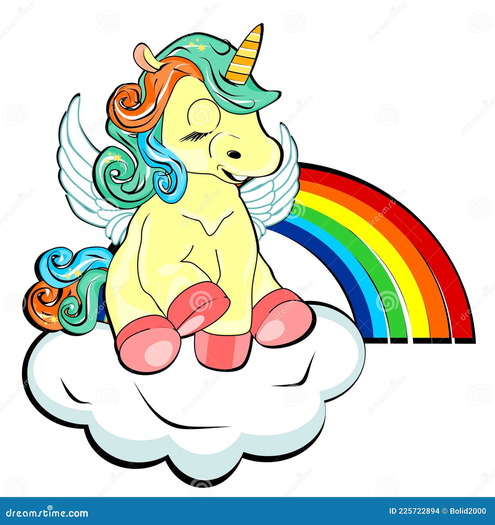 Cute pegasus cartoon stock illustration. Illustration of mane - 225722894