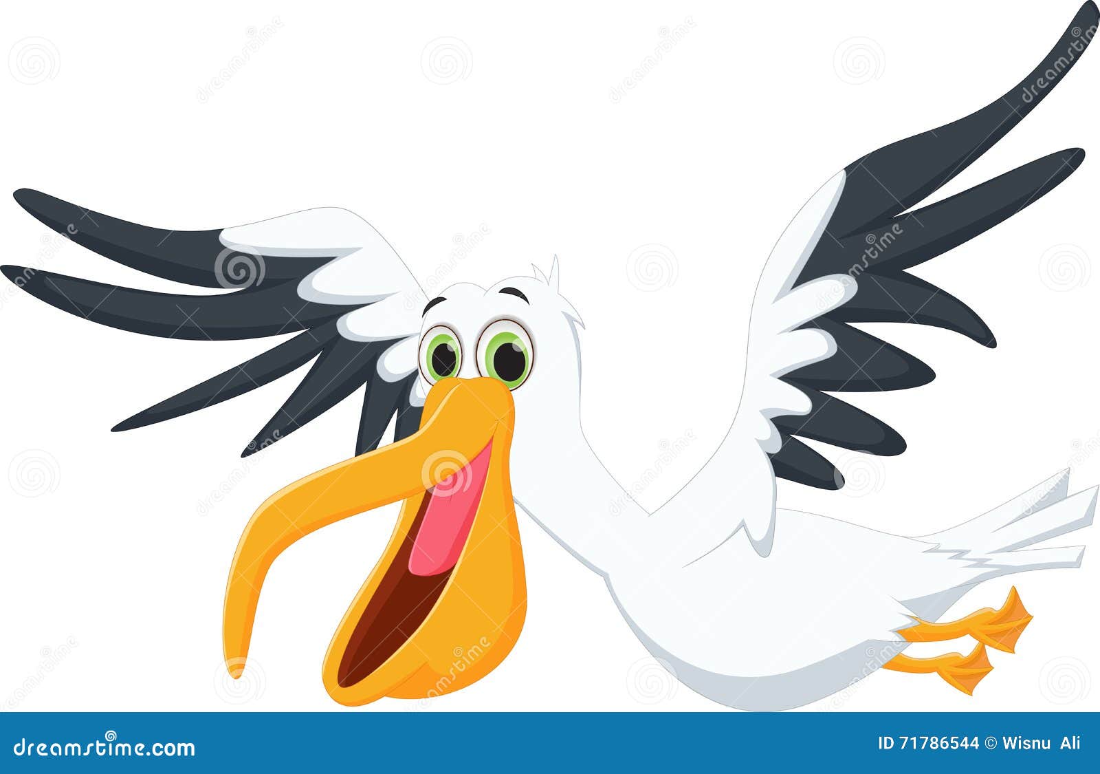 Cute Pelican Cartoon Flying Stock Vector - Illustration of life, sweet ...