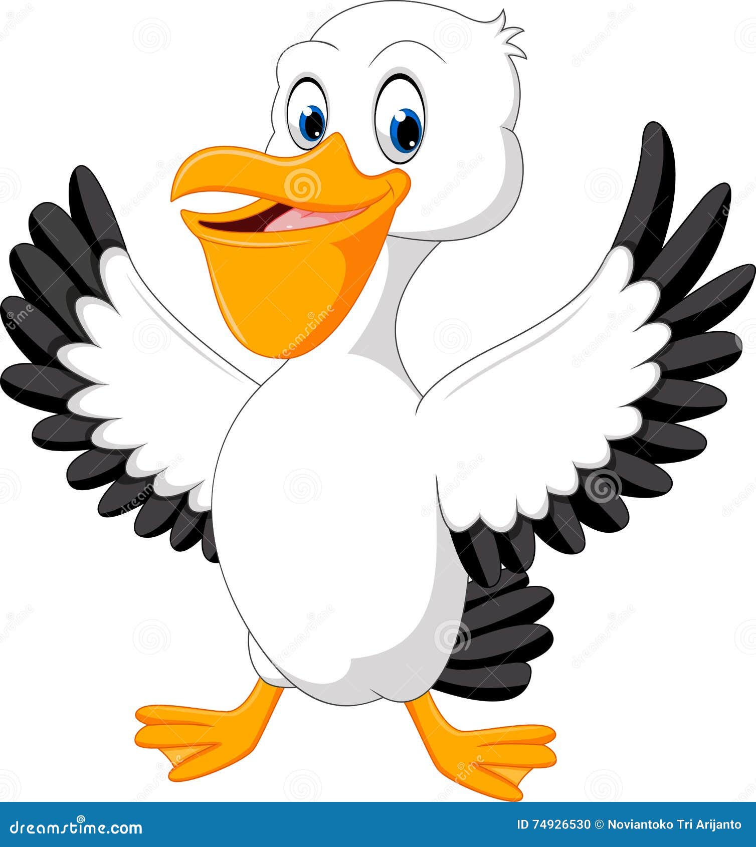 Cute pelican cartoon stock vector. Illustration of black - 74926530