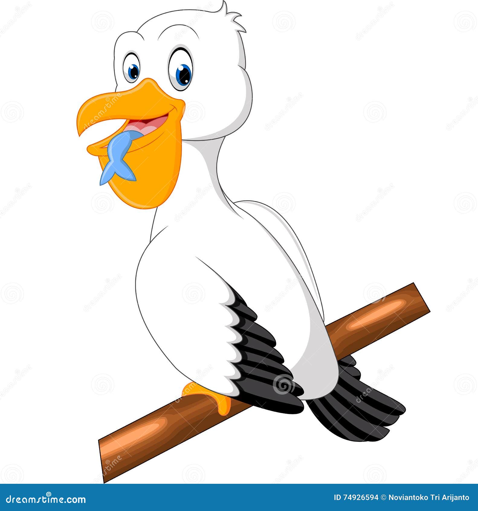 3D Pelican In Cartoon Style. Seabird With Capacious Yellow Beak Vector ...