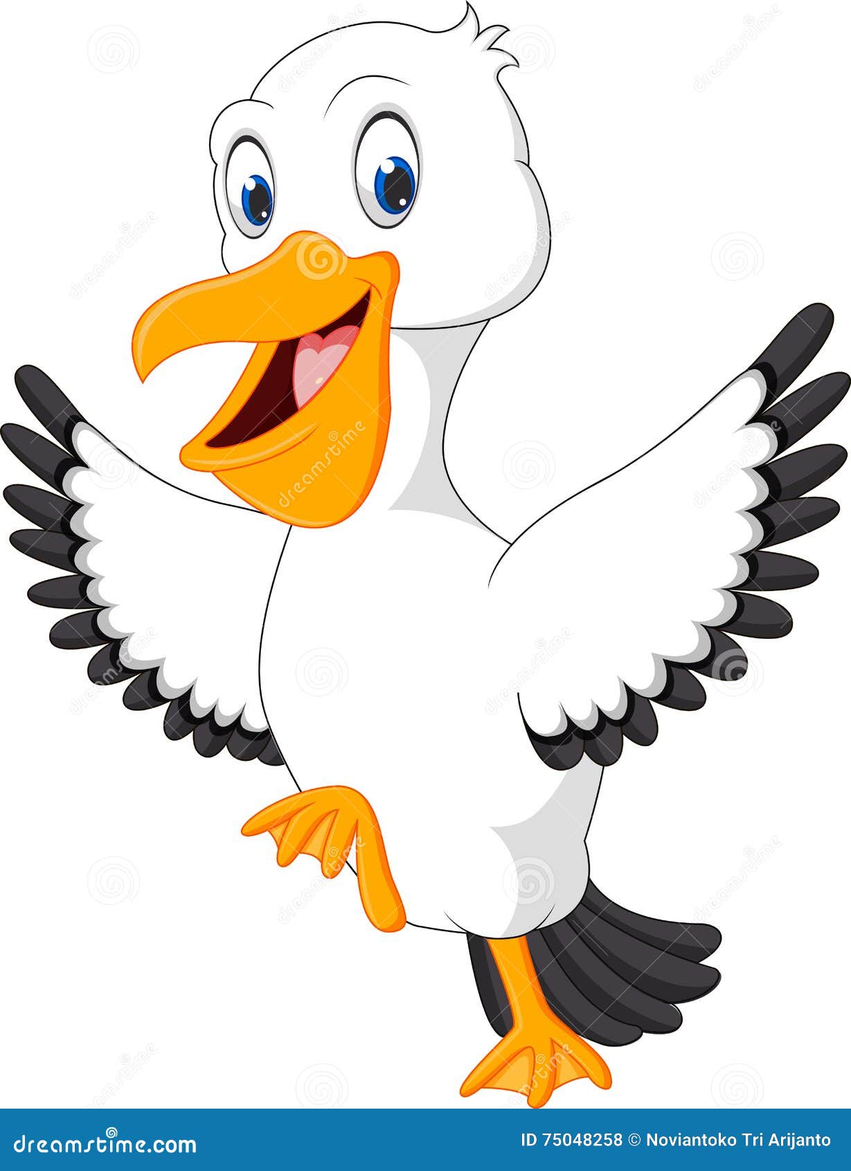 3D Pelican In Cartoon Style. Seabird With Capacious Yellow Beak Vector ...