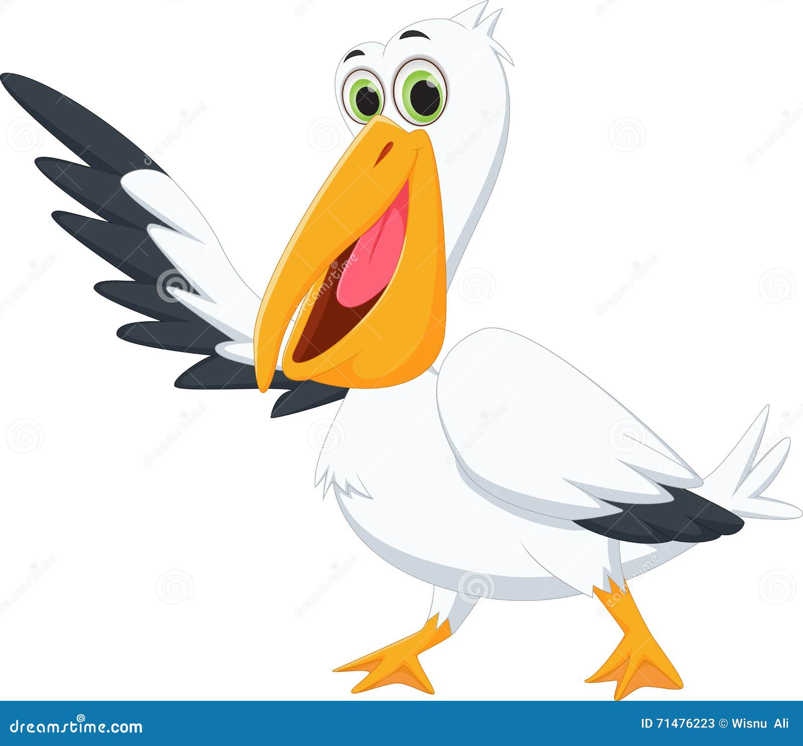 Cute Pelican Cartoon Waving Stock Vector - Illustration of happy ...
