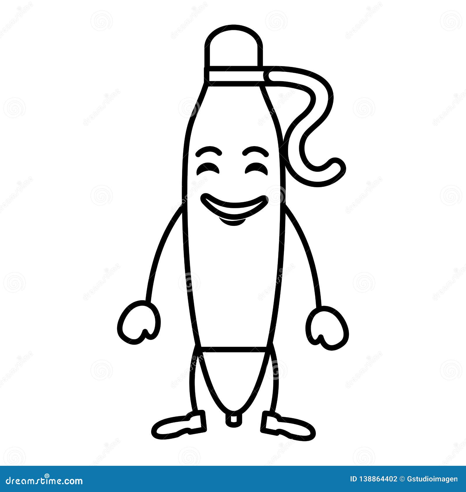 Cute Pen Ink Kawaii Character Stock Vector - Illustration of cute ...