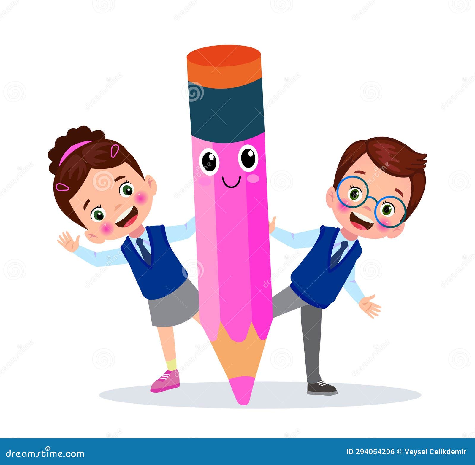 Cute Pencil and Cute Student Stock Vector - Illustration of young, hold ...
